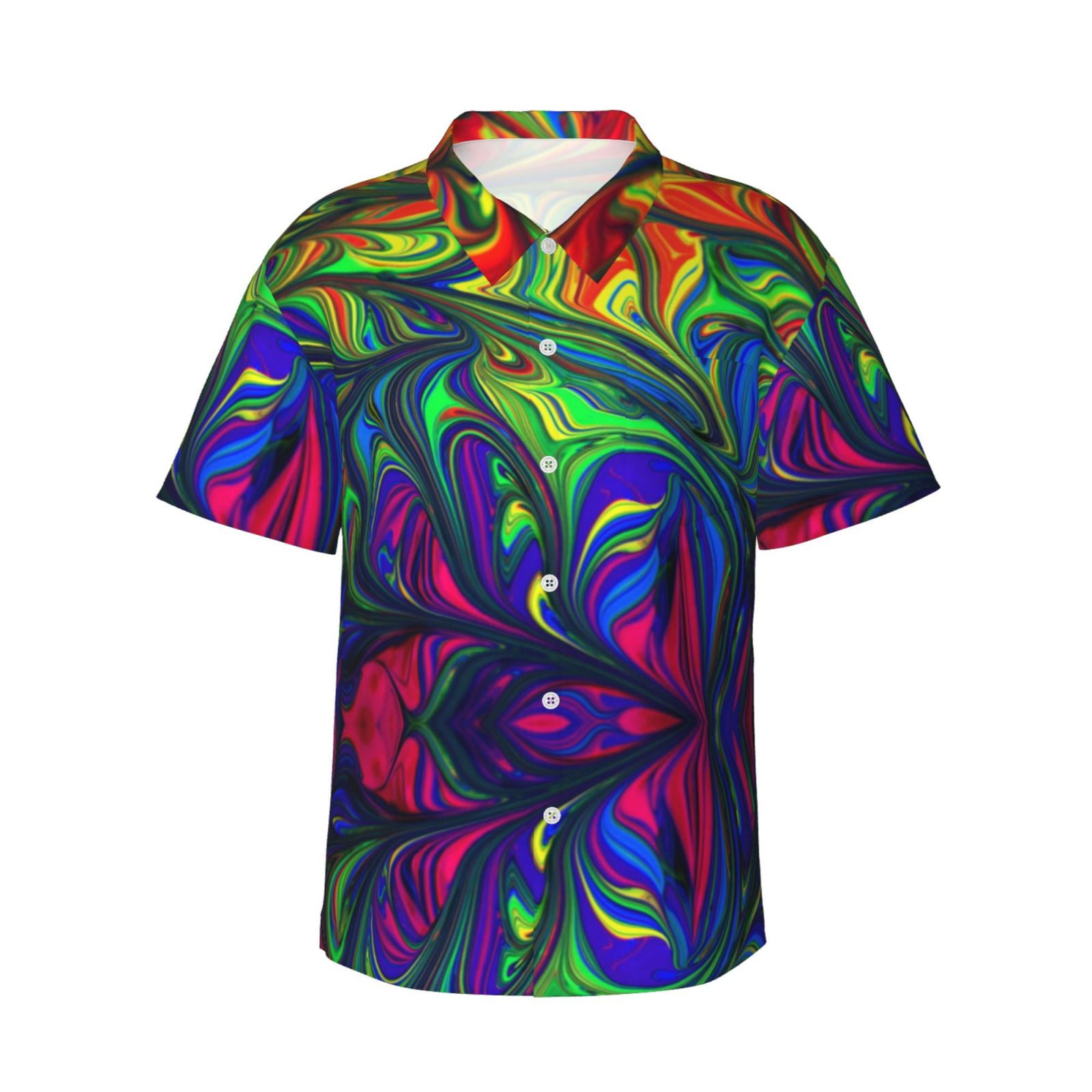 Bingfone Men's Short Sleeve Button Down Shirts Hawaiian Pride Rainbow ...