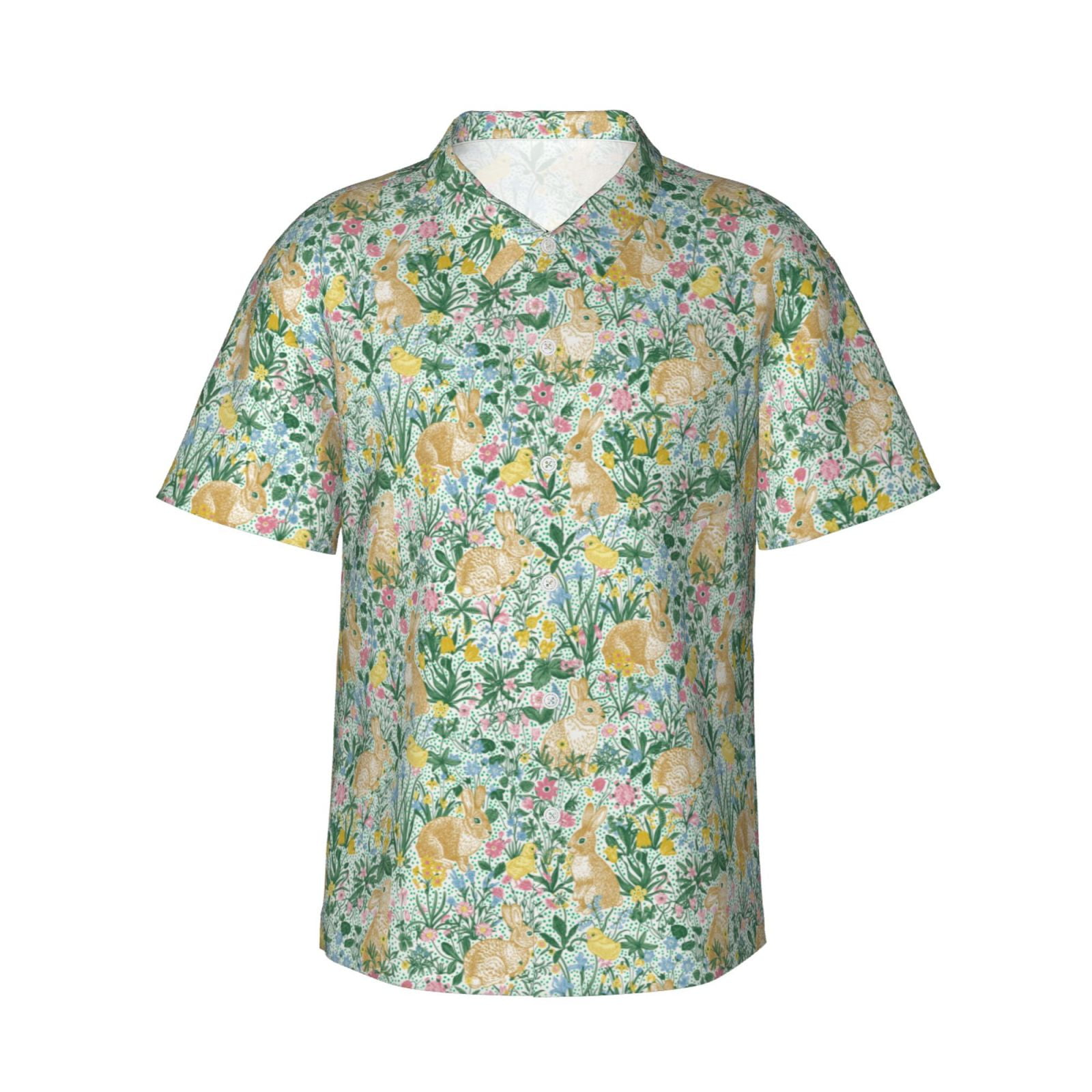Bingfone Men's Short Sleeve Button Down Shirts Hawaiian Rabbit And ...
