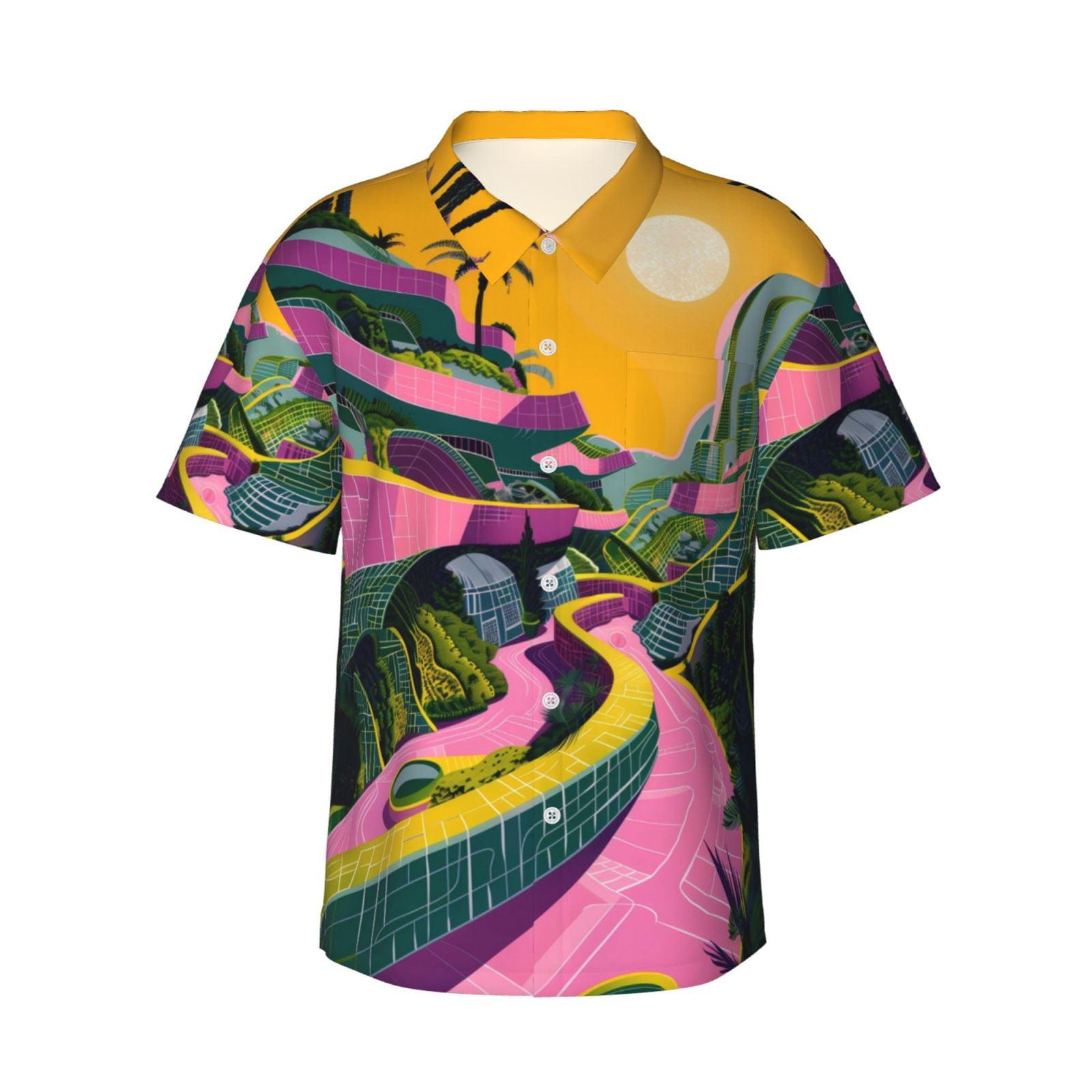 Bingfone Men's Short Sleeve Button Down Shirts Hawaiian Retro ...