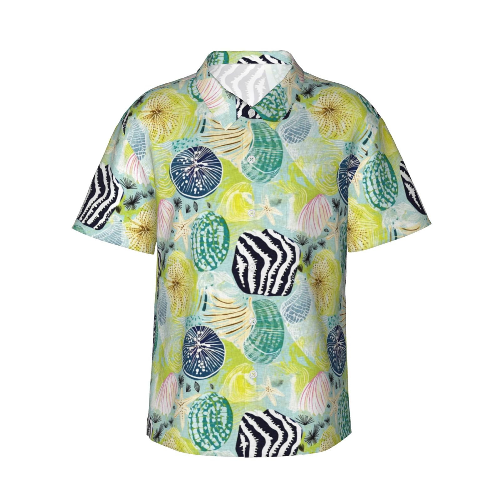 Bingfone Men's Short Sleeve Button Down Shirts Hawaiian Shell Clam ...