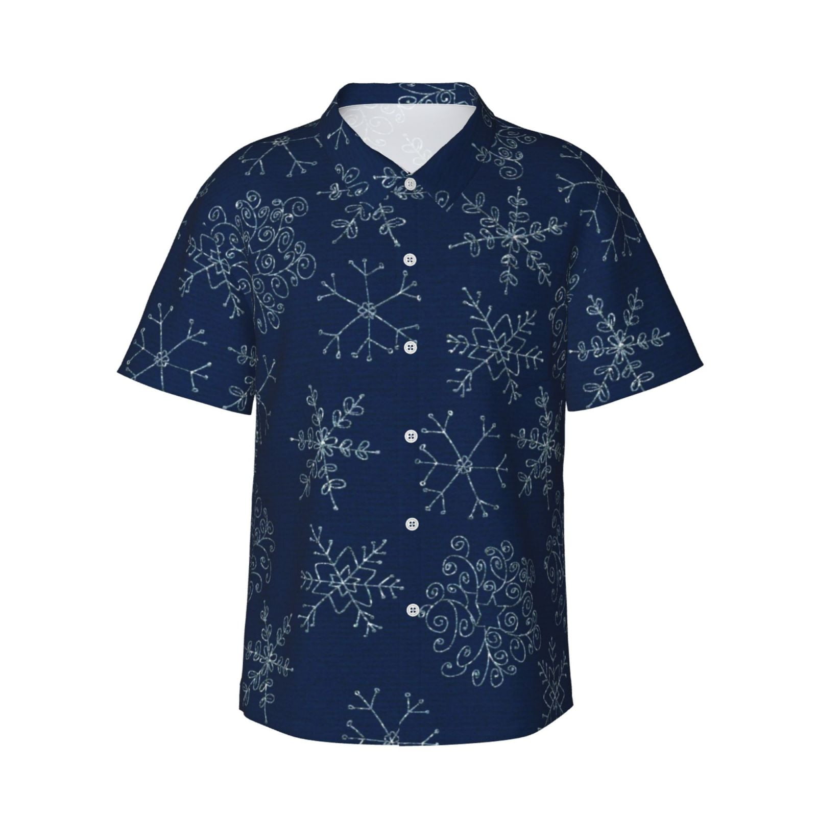 Bingfone Men's Short Sleeve Button Down Shirts Hawaiian Snowflake Dark ...