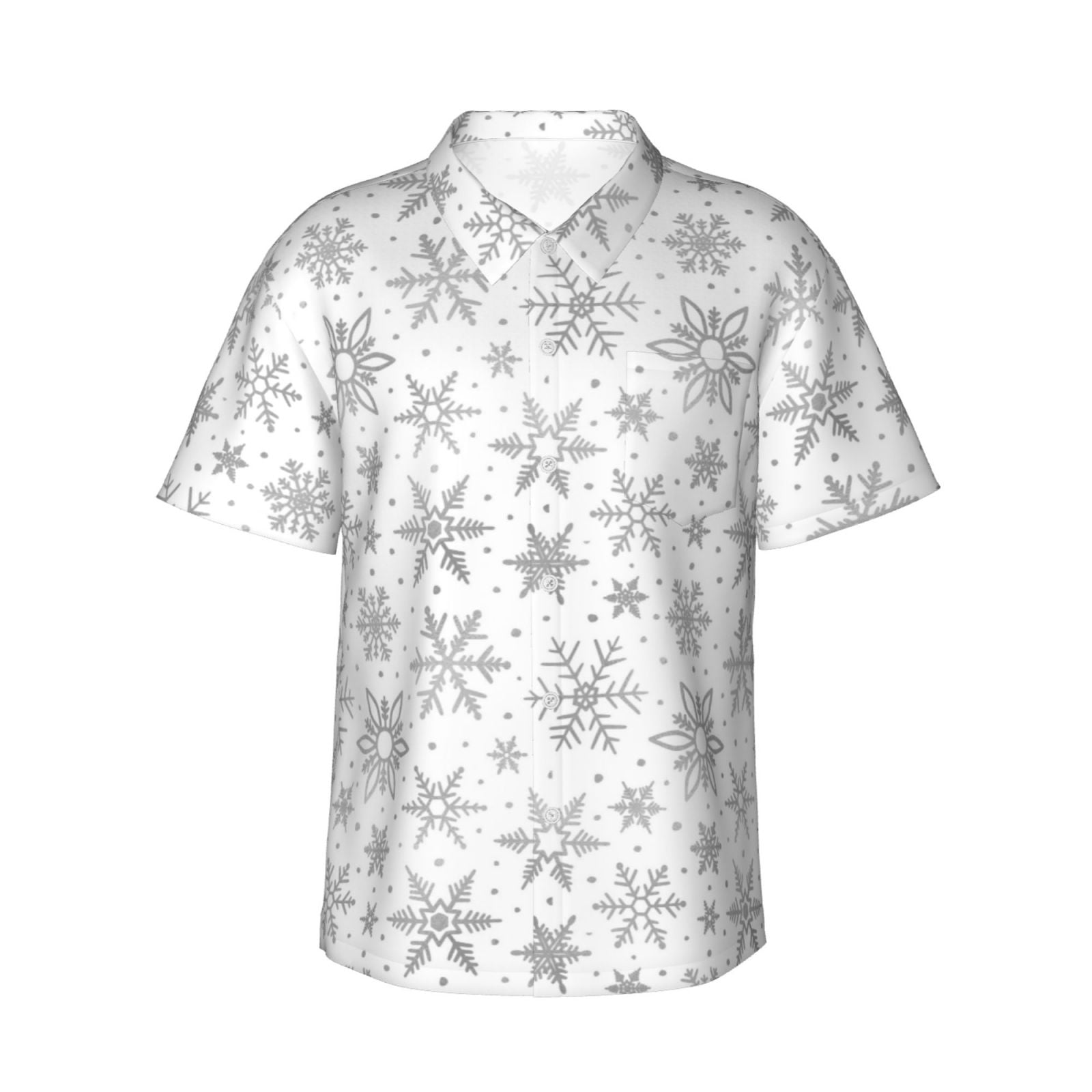 Bingfone Men's Short Sleeve Button Down Shirts Hawaiian Snowflake ...