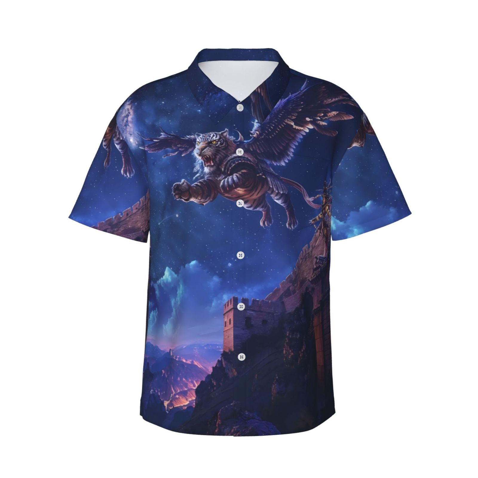 Bingfone Men's Short Sleeve Button Down Shirts Hawaiian Starry Sky Wall ...