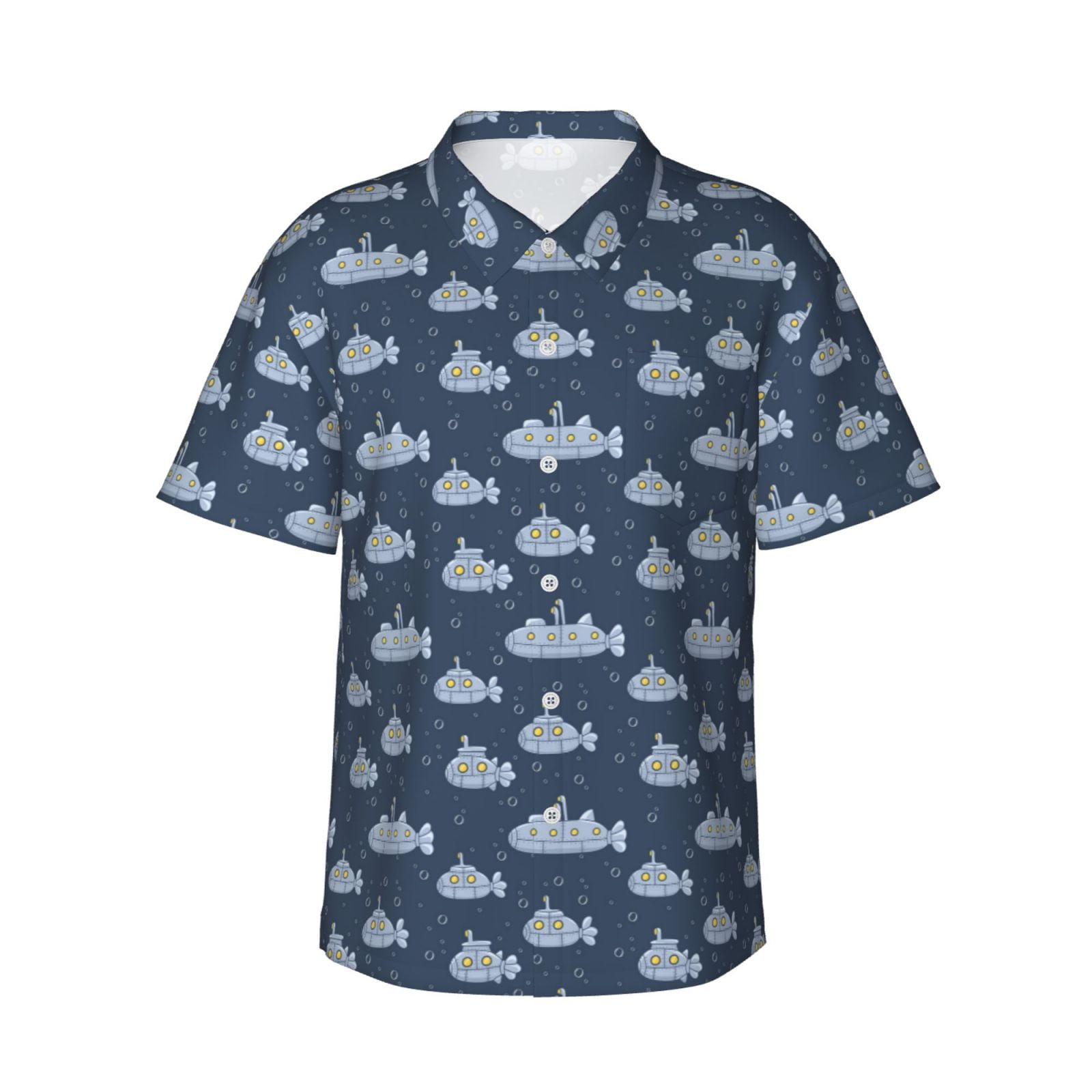 Bingfone Men's Short Sleeve Button Down Shirts Hawaiian Submarine With ...
