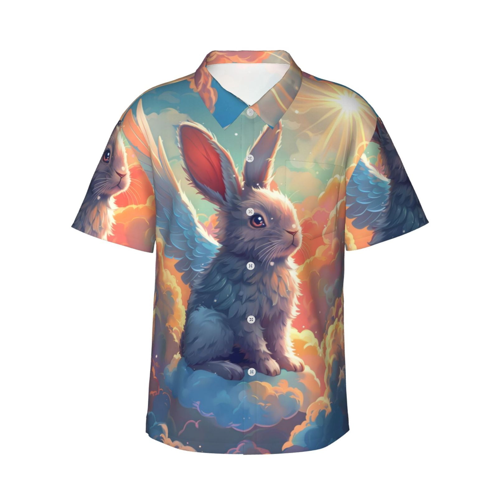 Bingfone Men's Short Sleeve Button Down Shirts Hawaiian Sunshine Winged ...