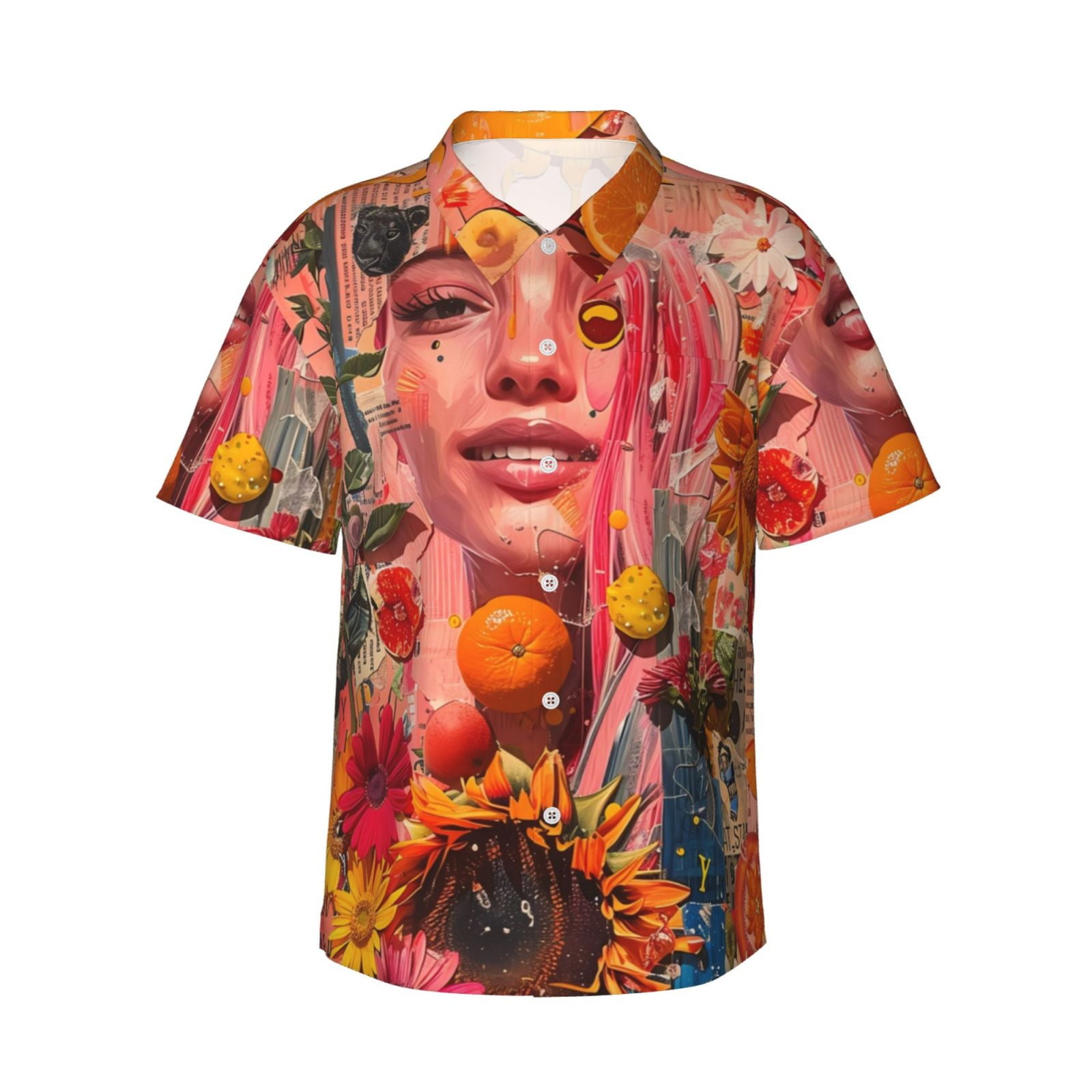Bingfone Men's Short Sleeve Button Down Shirts Hawaiian Vibrant Floral ...