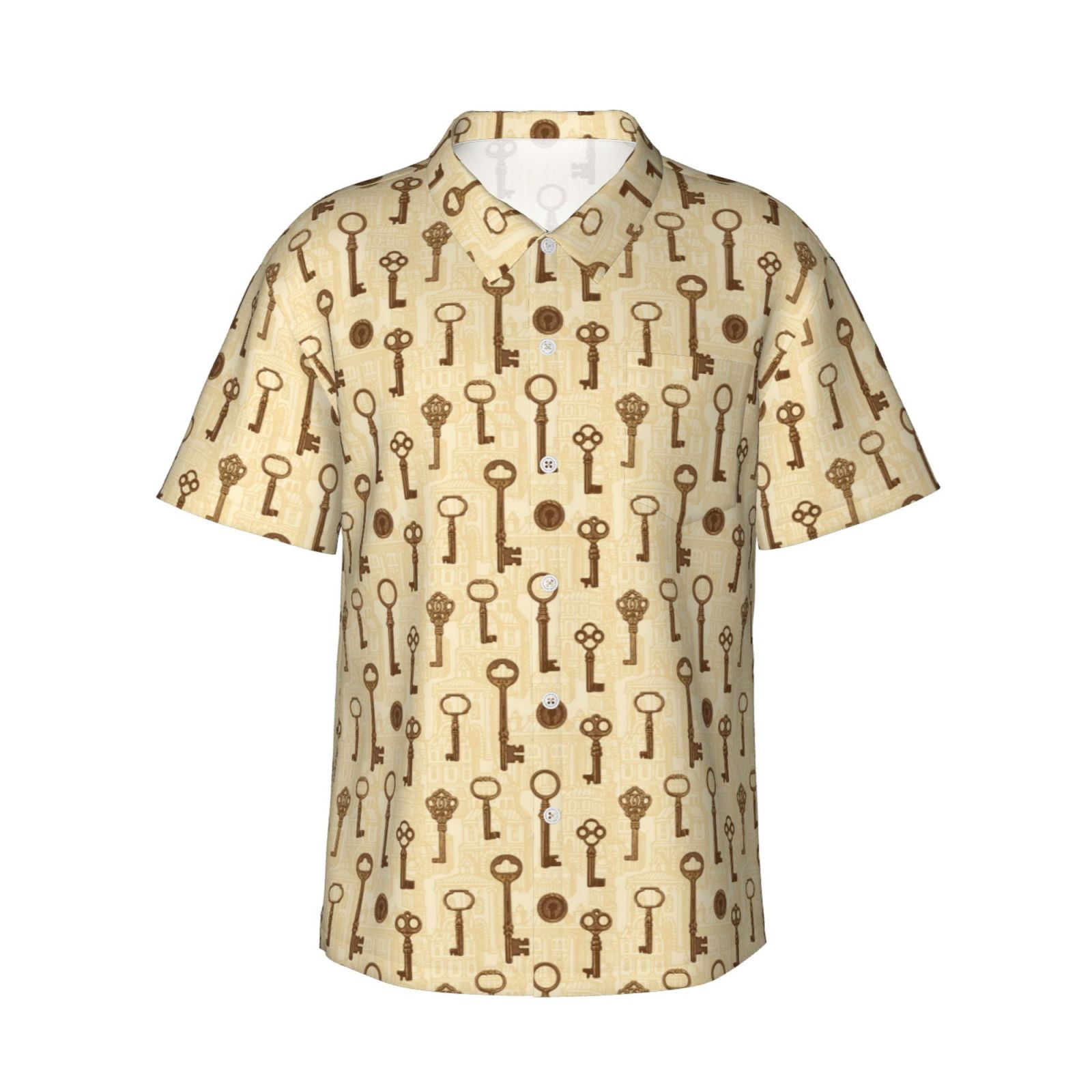 Bingfone Men's Short Sleeve Button Down Shirts Hawaiian Vintage Keys ...