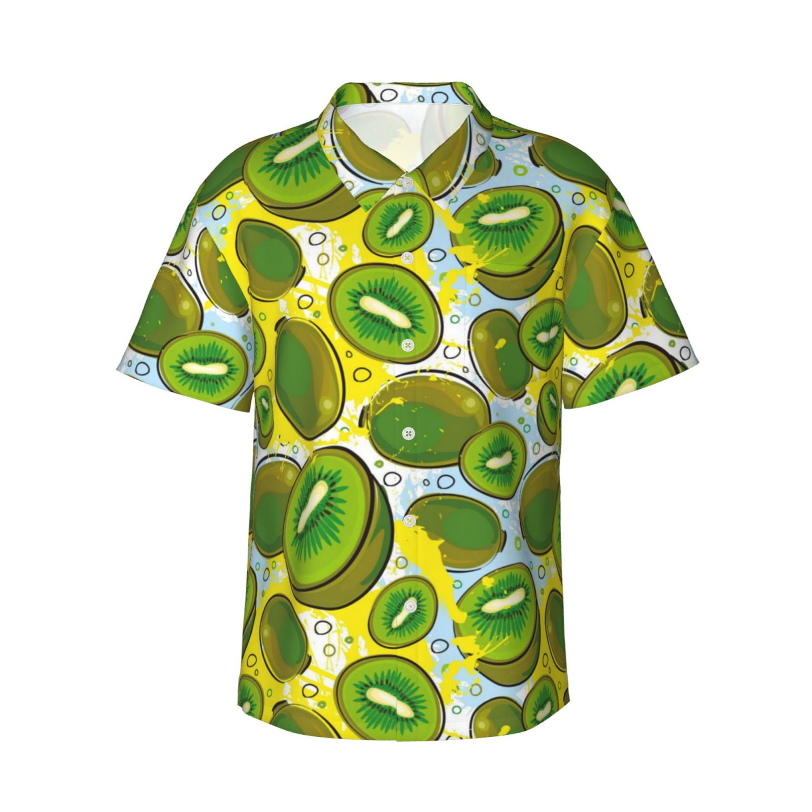 Bingfone Men'S Short Sleeve Button Down Shirts Hawaiian Watercolor Kiwi ...