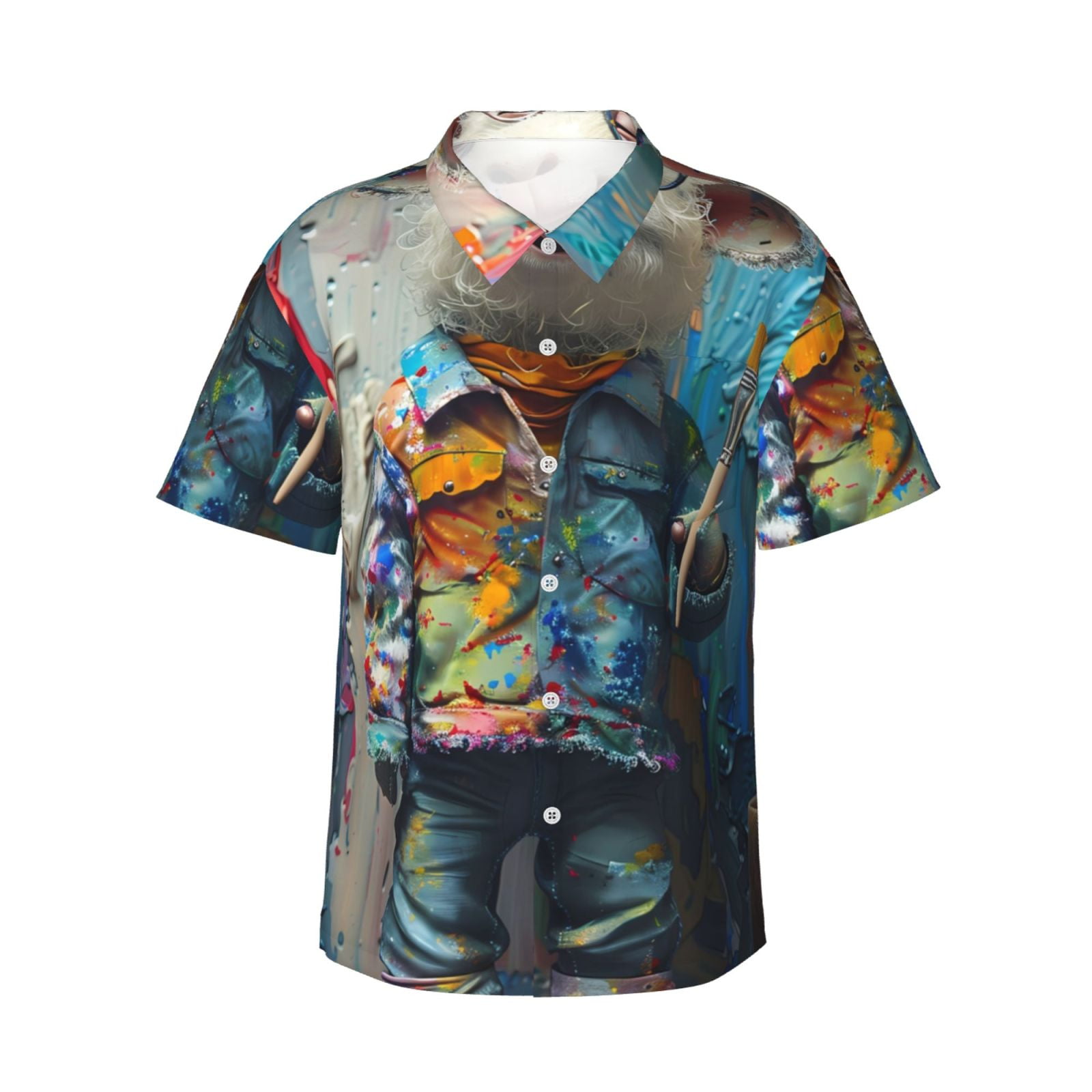 Bingfone Men's Short Sleeve Button Down Shirts Hawaiian Whimsical Goat ...