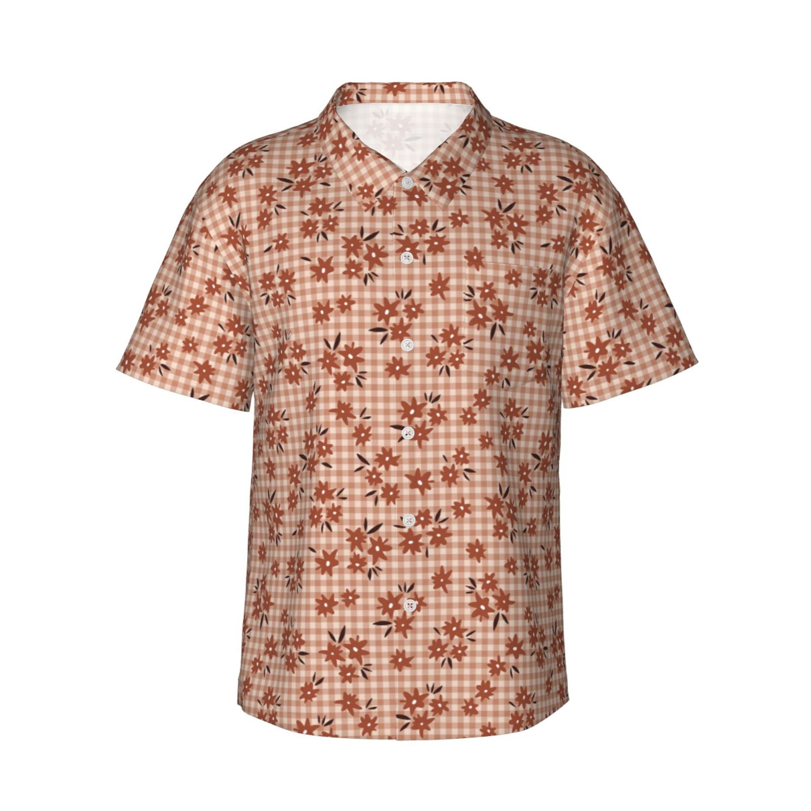 Bingfone Men's Short Sleeve Button Down Shirts Hawaiian fall flower ...