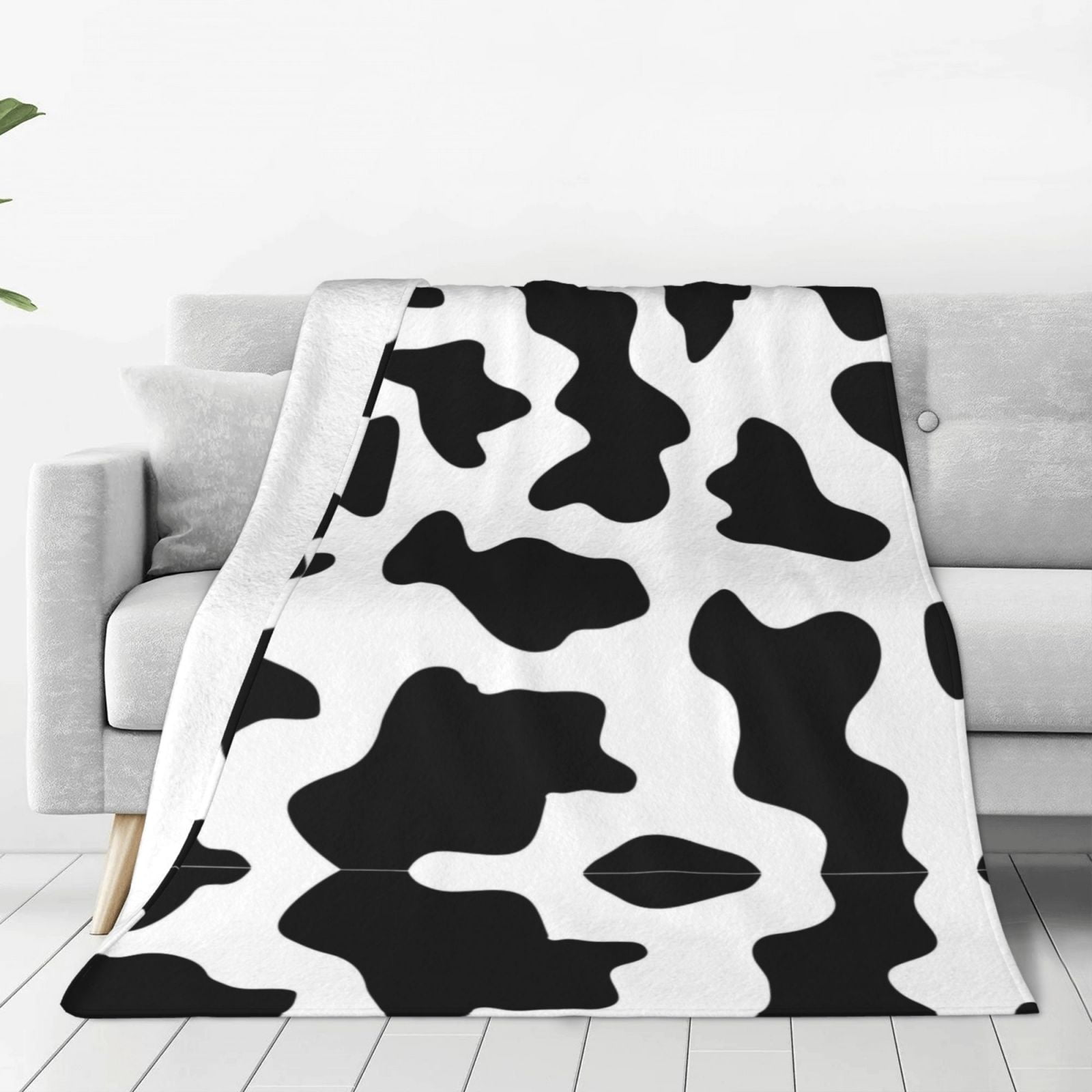 Bingfone Milk Cow Print Flannel Fleece Blanket Throw Blanket For Bed ...