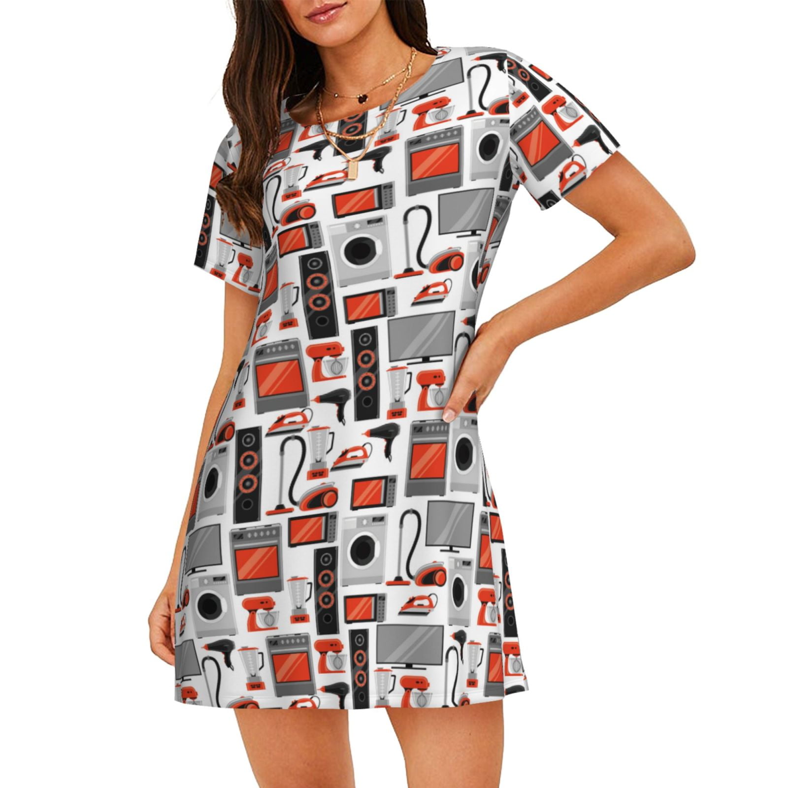 Bingfone Modern Life Nightgowns for Women Sleep Shirts Short Sleeve ...