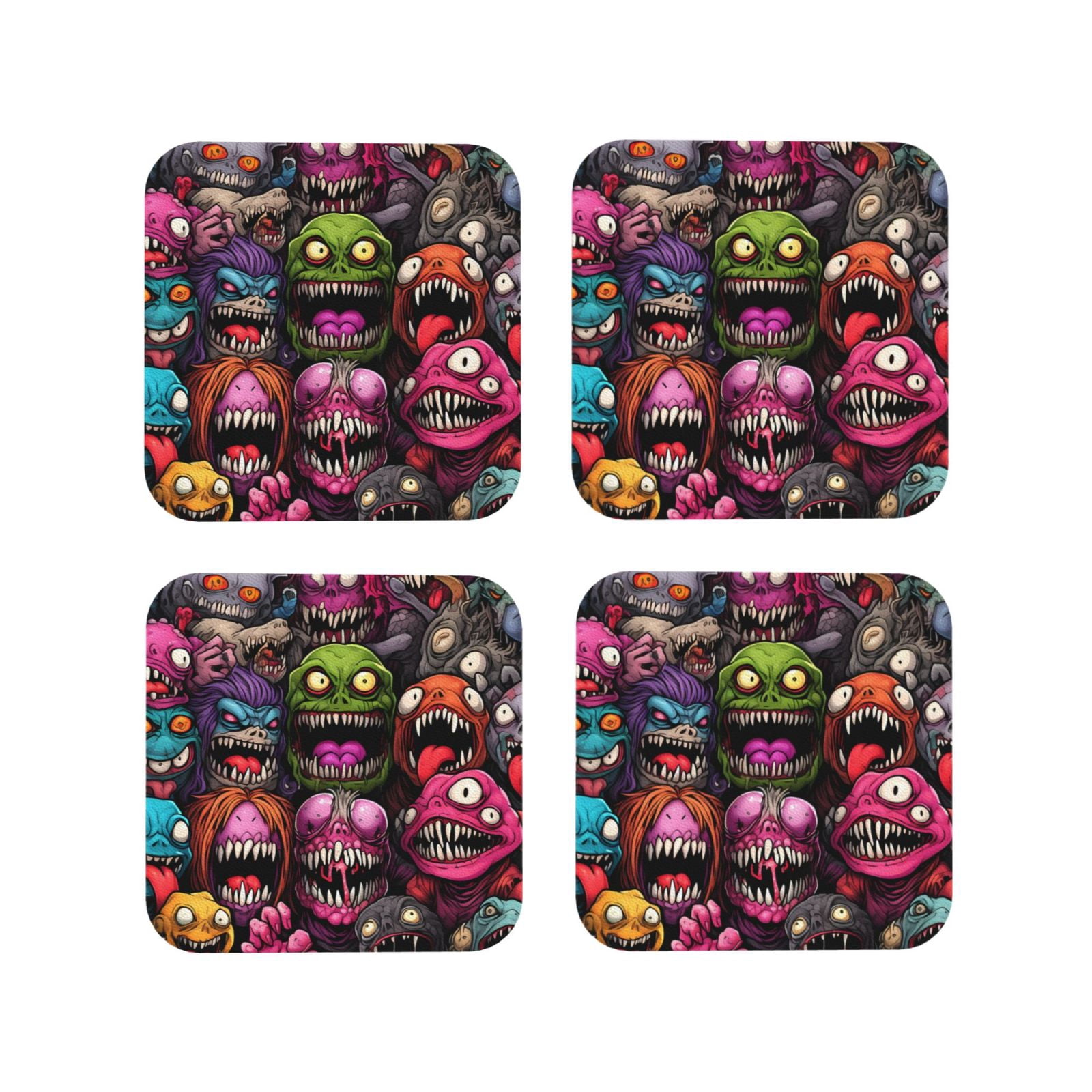 Bingfone Monstrous Cartoon Characters Personalized Coaster Set 4 for ...