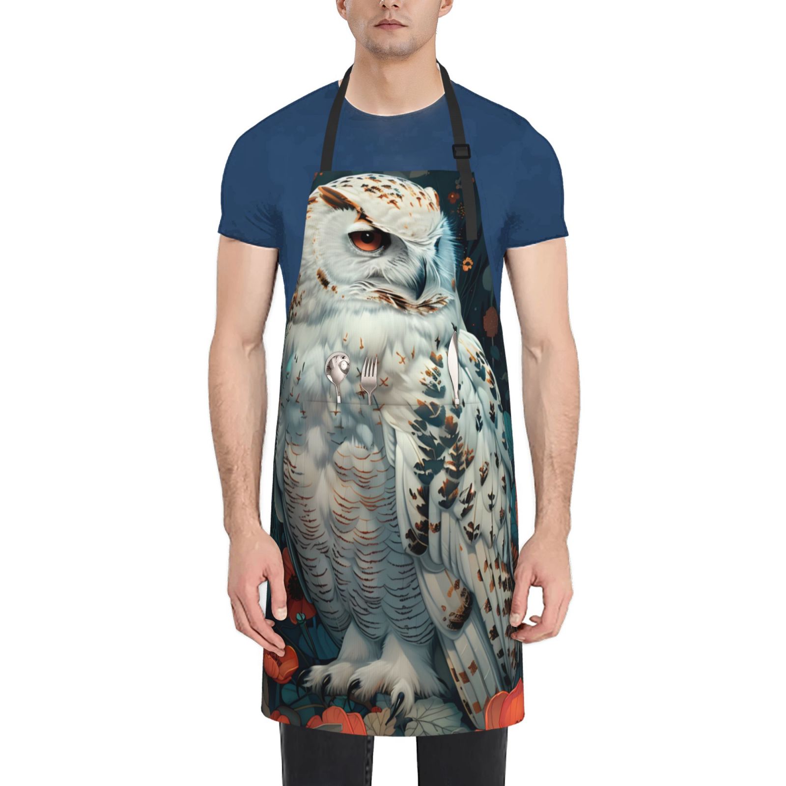 Bingfone Moon Flower White Owl Apron Gifts For Men, Women Professional ...