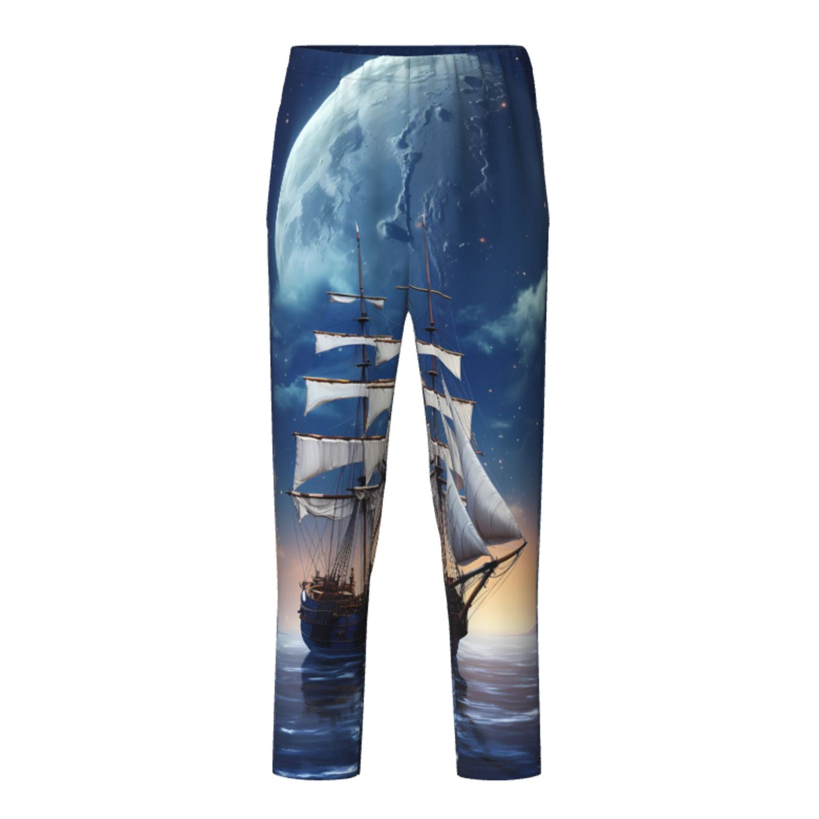 Bingfone Moonlit Night Sea Sailboat Print Boys Girls Pajama Pants ...