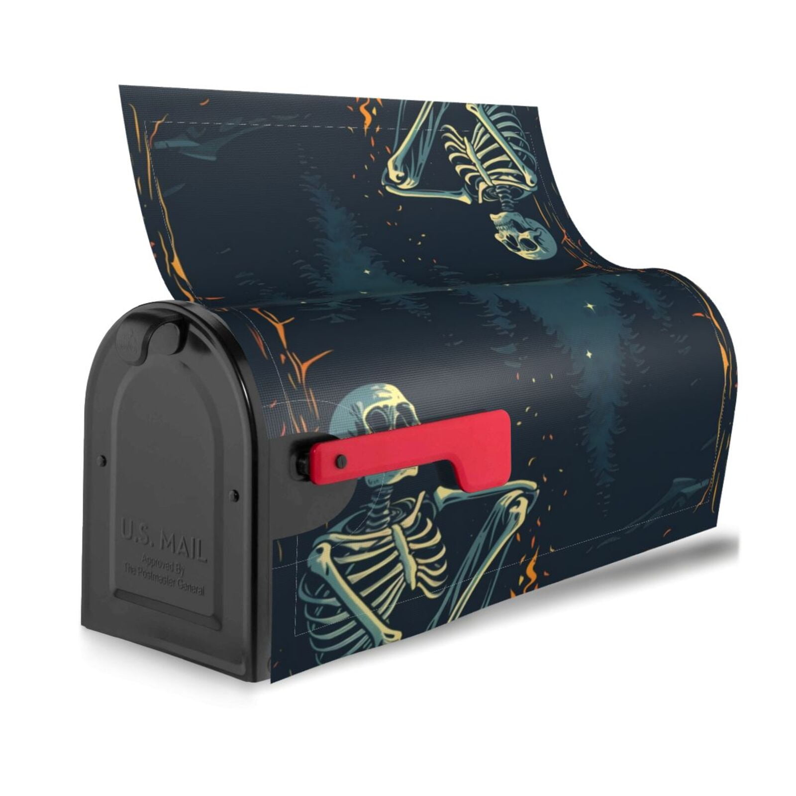 Bingfone Moonlit Skeleton Campfire Magnetic Mailbox Cover Standard Size ...