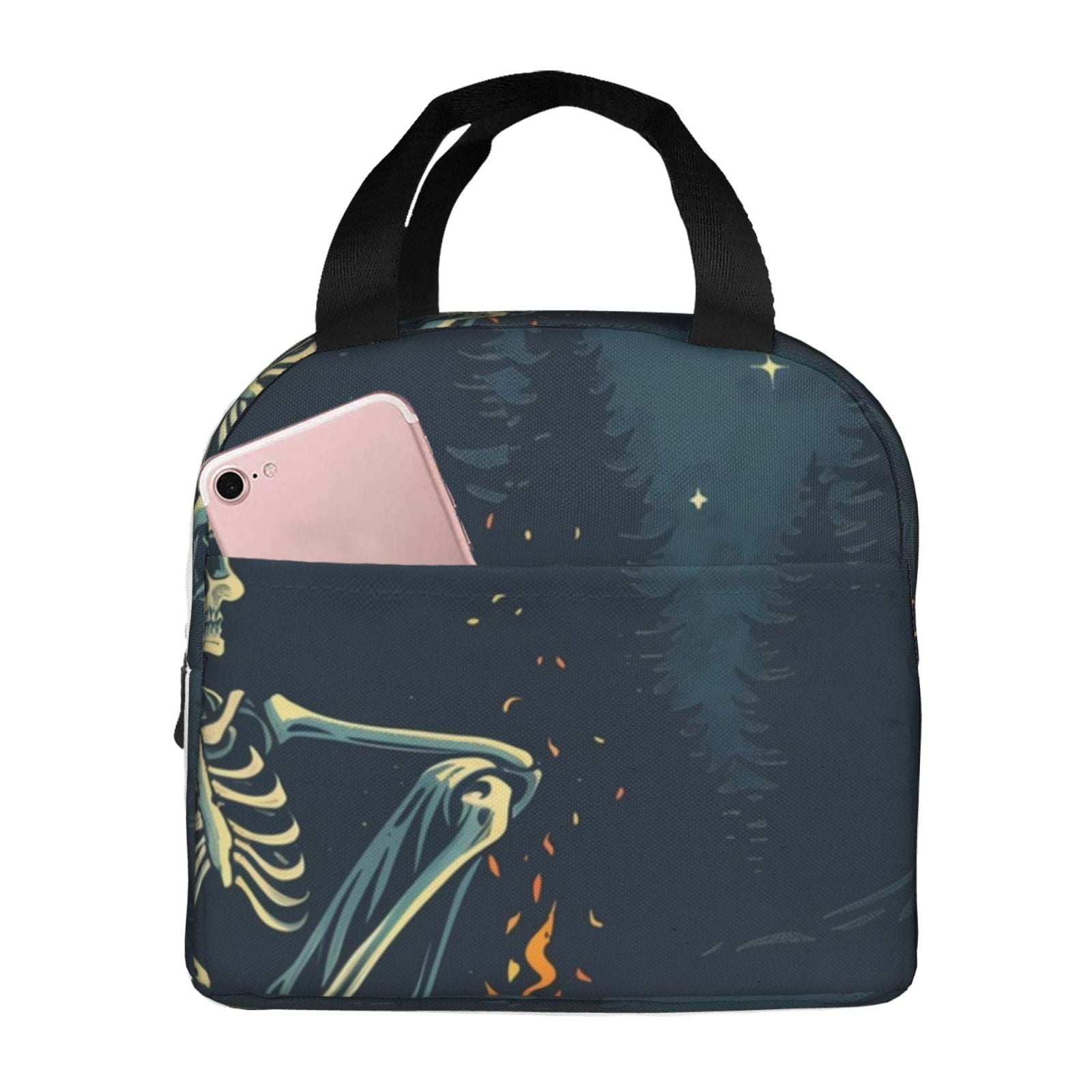 Bingfone Moonlit Skeleton Campfire Print Lunch Bag Insulated Lunch Box ...