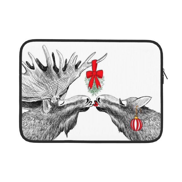 Bingfone Moose Kissing Under Mistletoe Laptop Sleeve Case 13 Inch, 360 ...