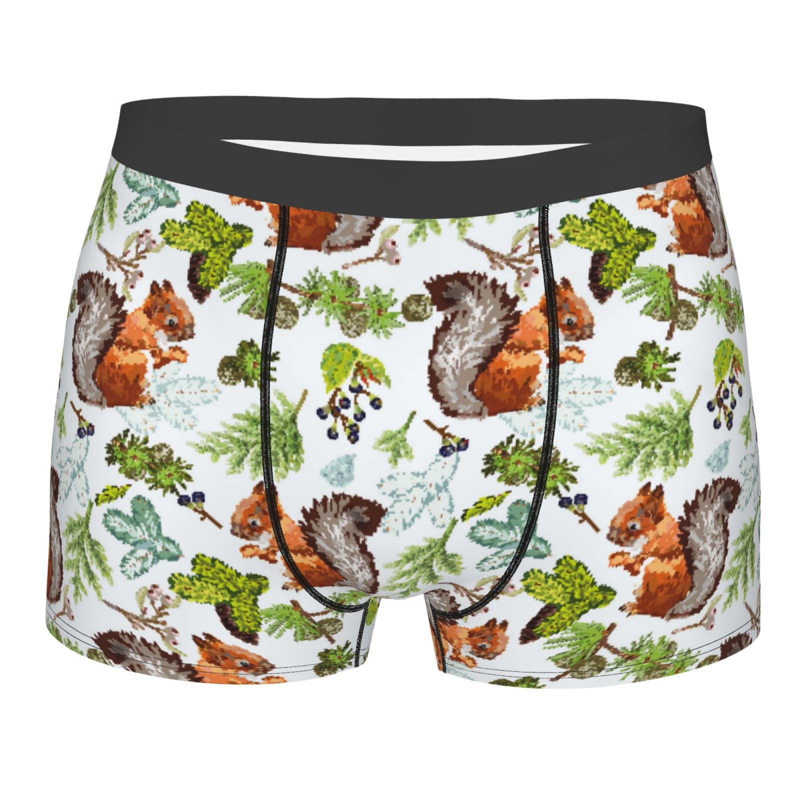 Bingfone Mosaic Forest Squirrel Men's Underwear - Casual Stretch Boxer ...