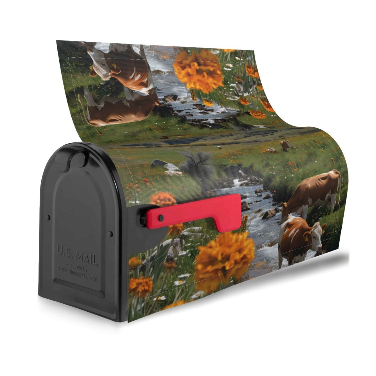 Bingfone Mountain Cows Flower Stream Magnetic Mailbox Cover Standard ...