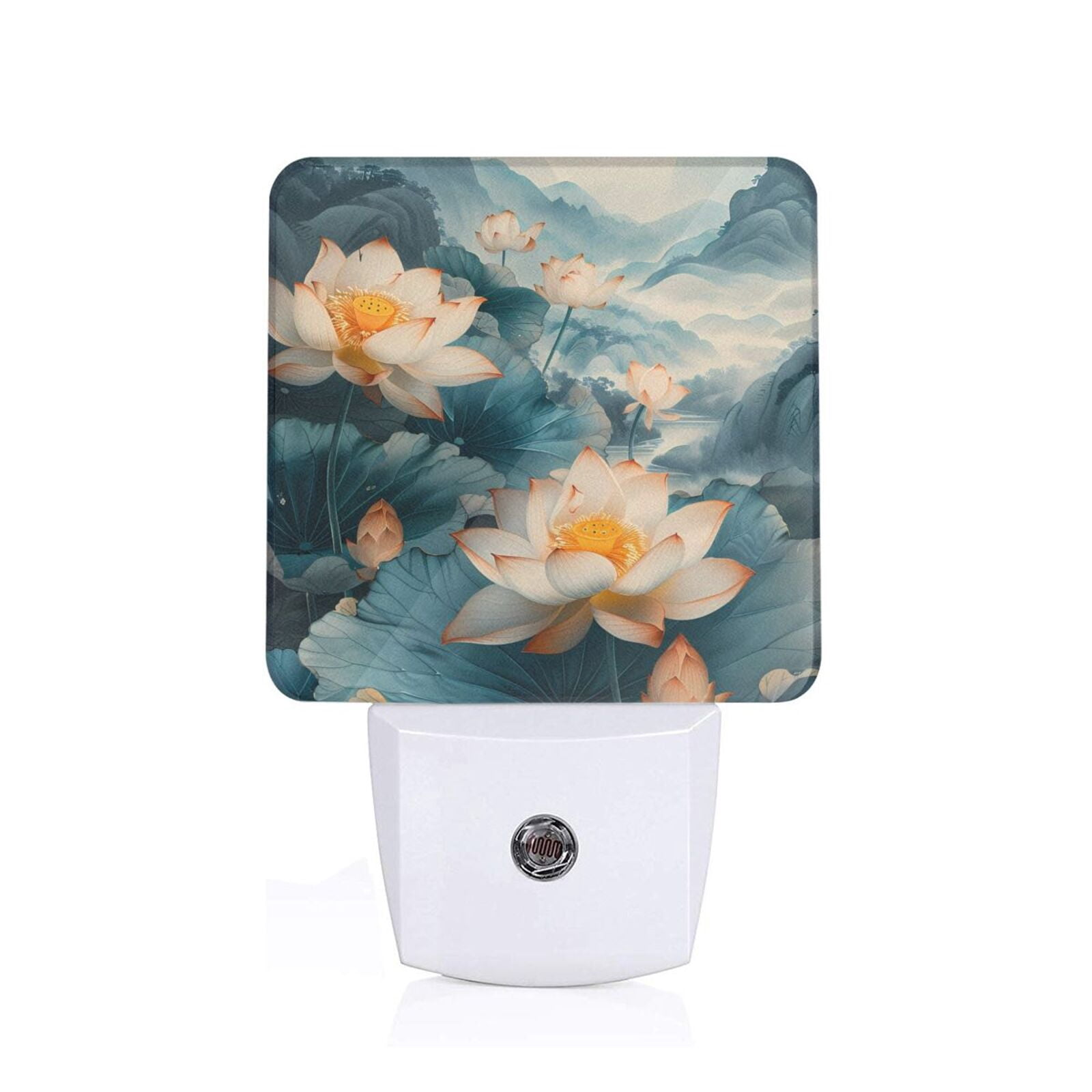 Bingfone Mountain Lotus Serenity Print Night Lights Plug into Wall,Dusk ...