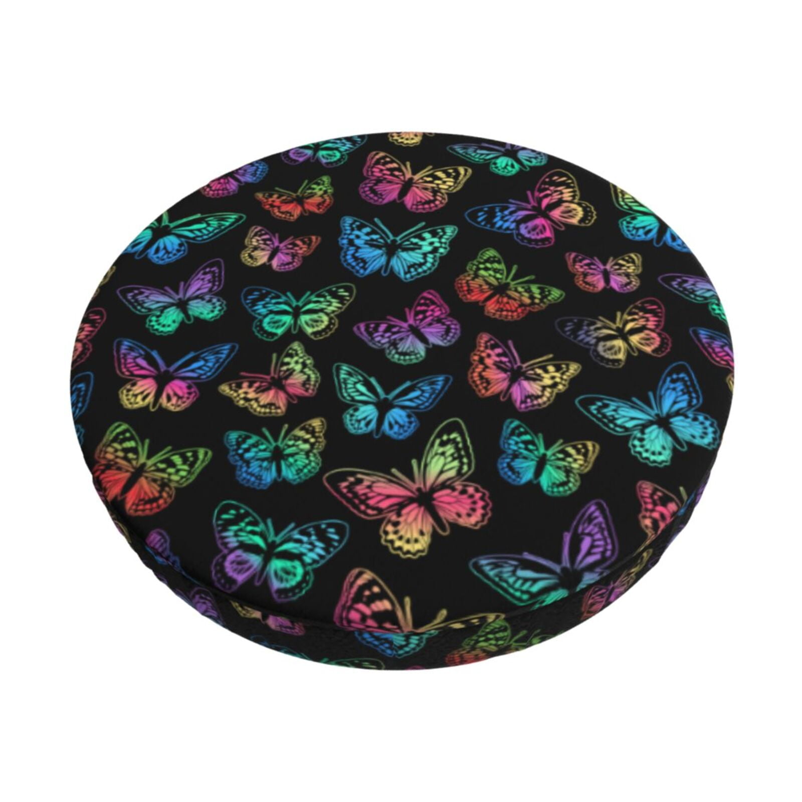 Bingfone Multicolored Butterflies Padded Round Bar Stool Cover Cushion ...