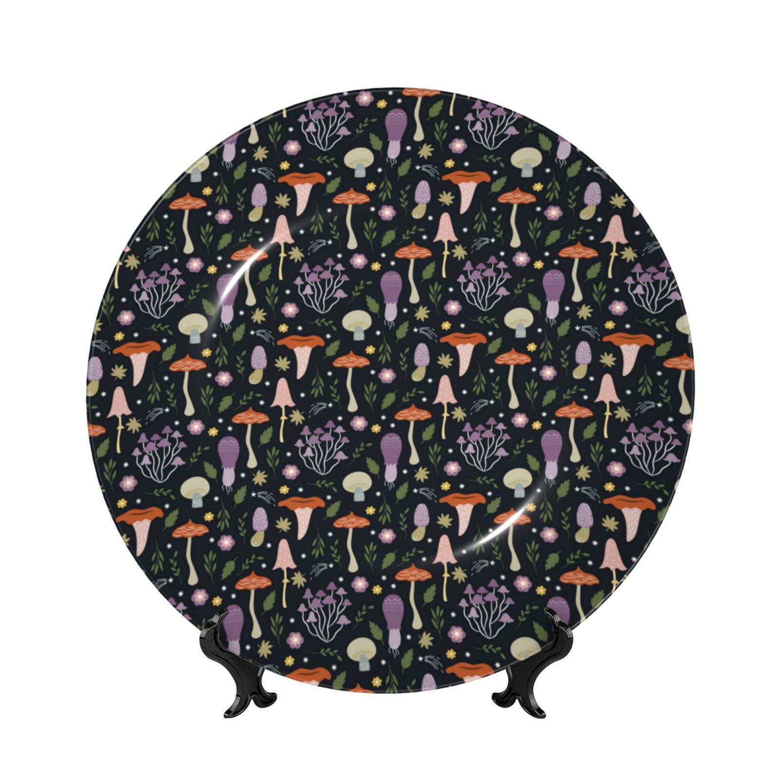 Bingfone Mushroom Print Bone China Dinner Decorative Plates,Handmade ...