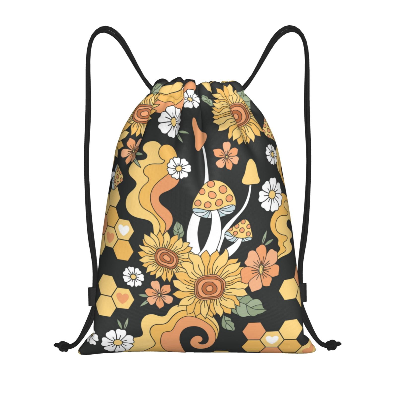 Bingfone Mushrooms Honeycomb Drawstrings Backpacks Bags For Men Women ...