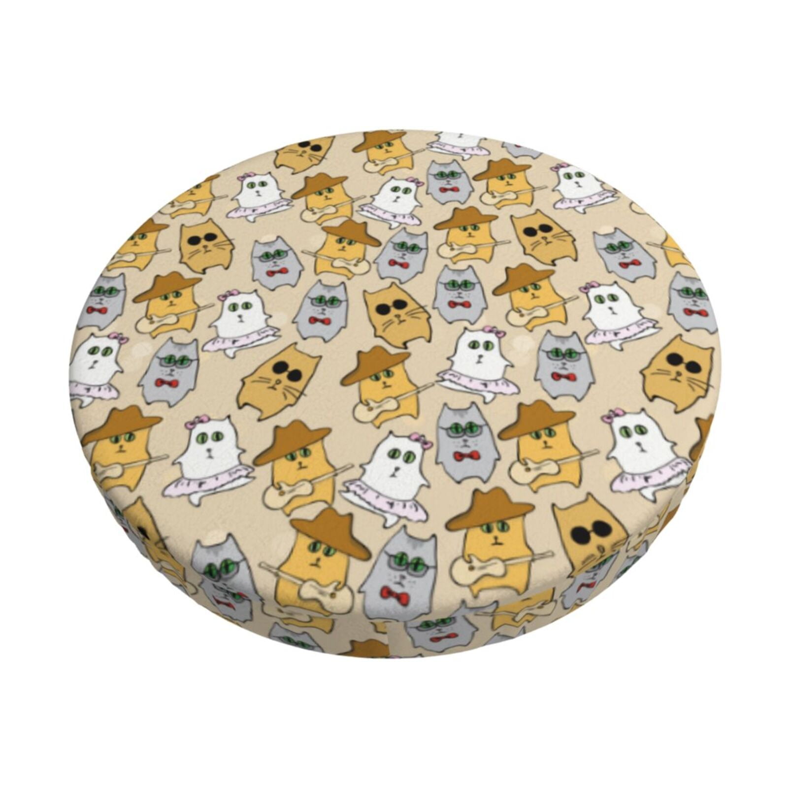 Bingfone Music Dancing Cat Padded Round Bar Stool Cover Cushion with ...