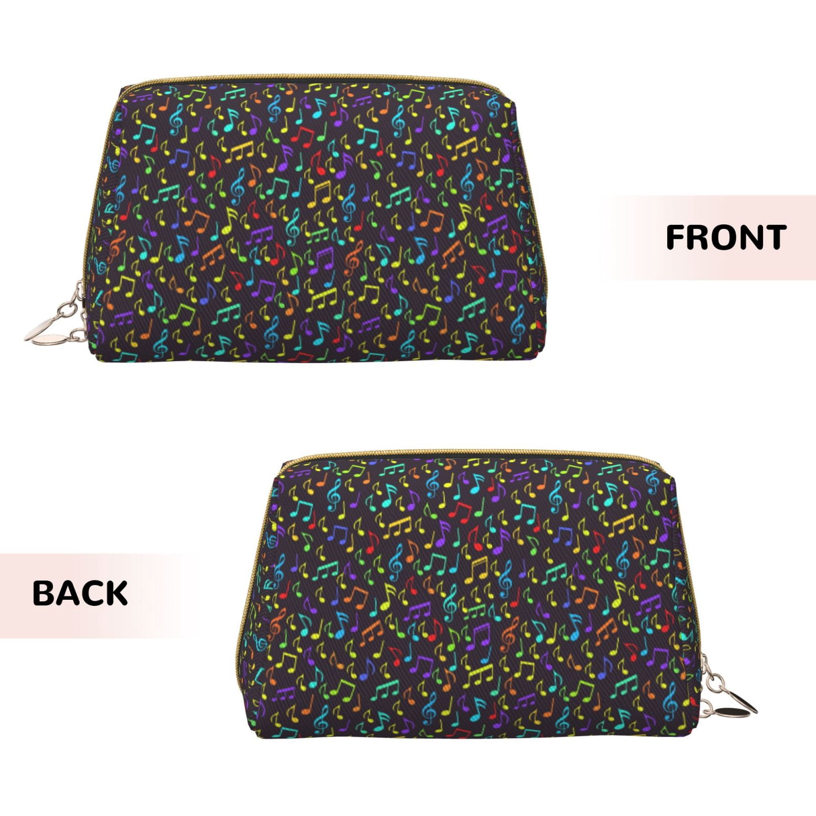 Bingfone Musical Notes Print Leather Makeup Bag, Portable Hand-held ...