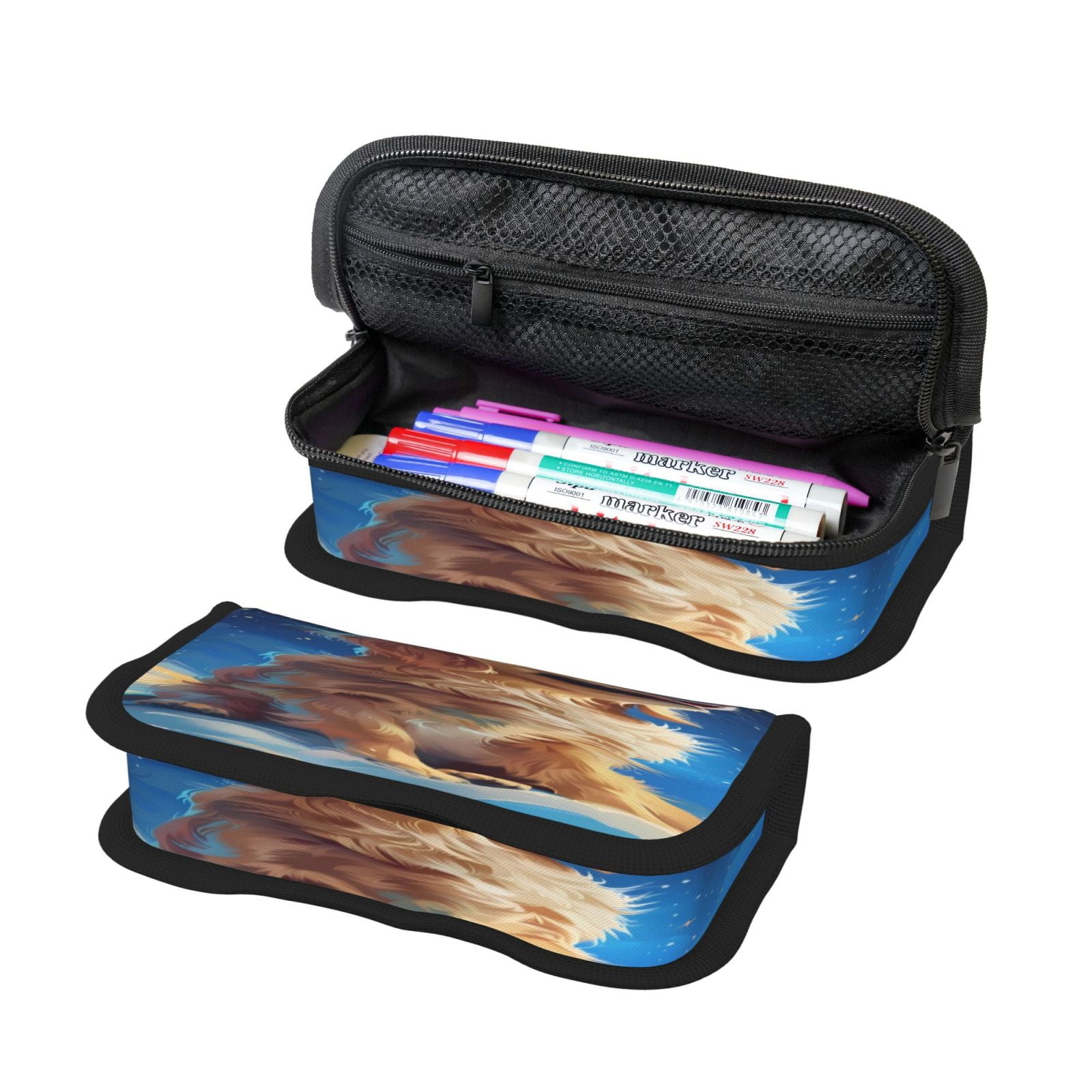 Bingfone Sunset Dancing Dolphin Print Pencil Case Large Capacity Pencil ...