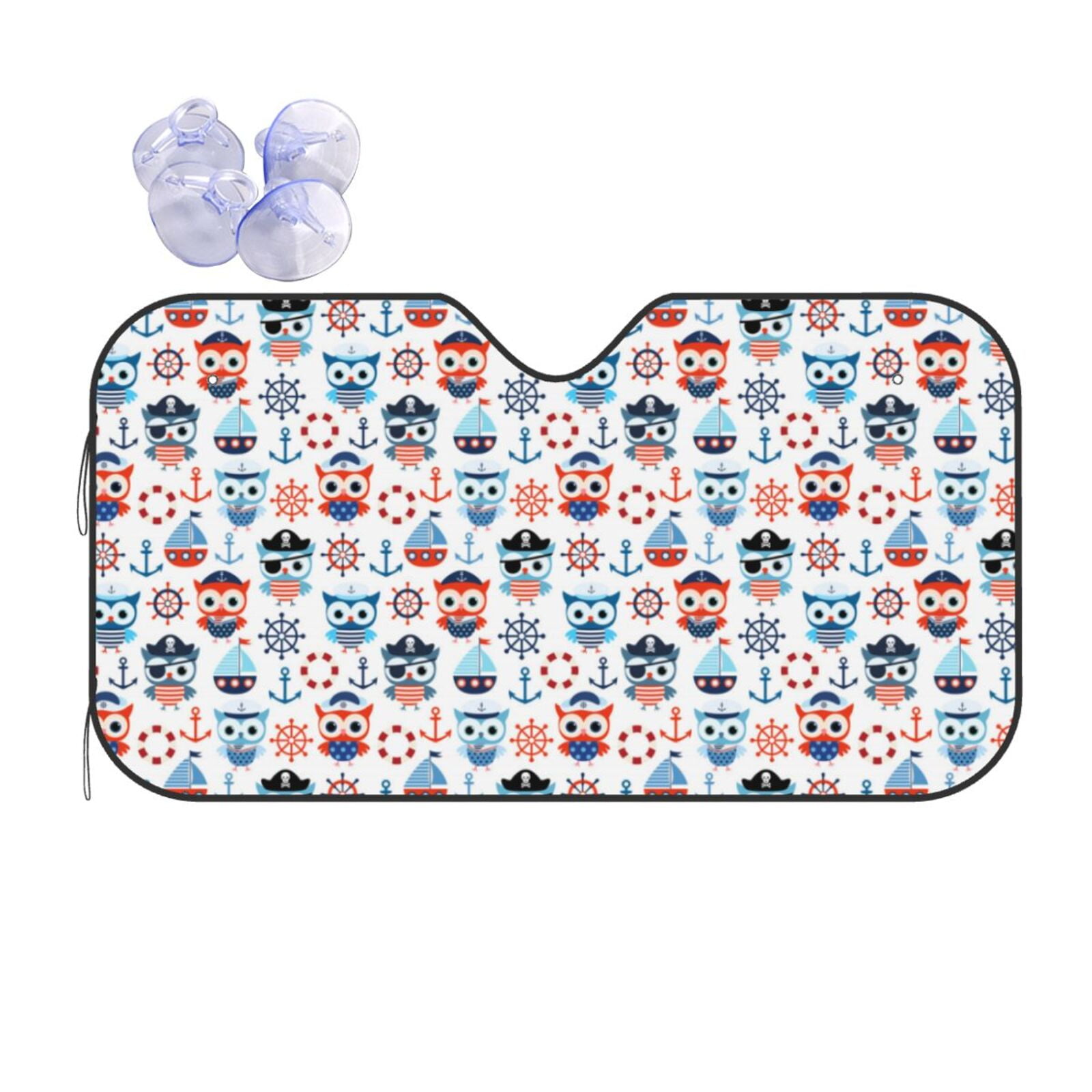 Bingfone Nautical And Pirate Owls Car Windshield Sun Shade Protector ...