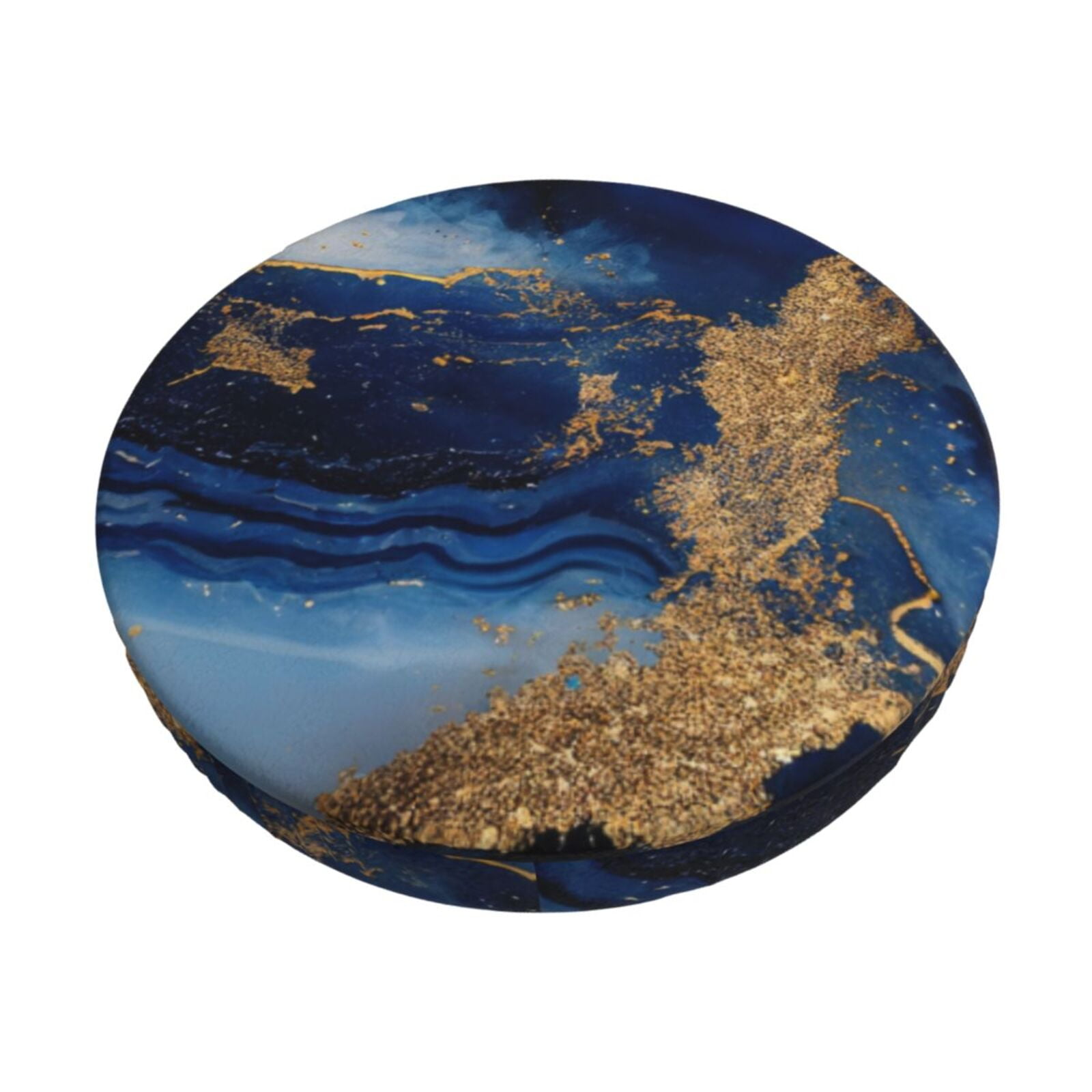 Bingfone Navy Blue Marble Padded Round Bar Stool Cover Cushion with ...