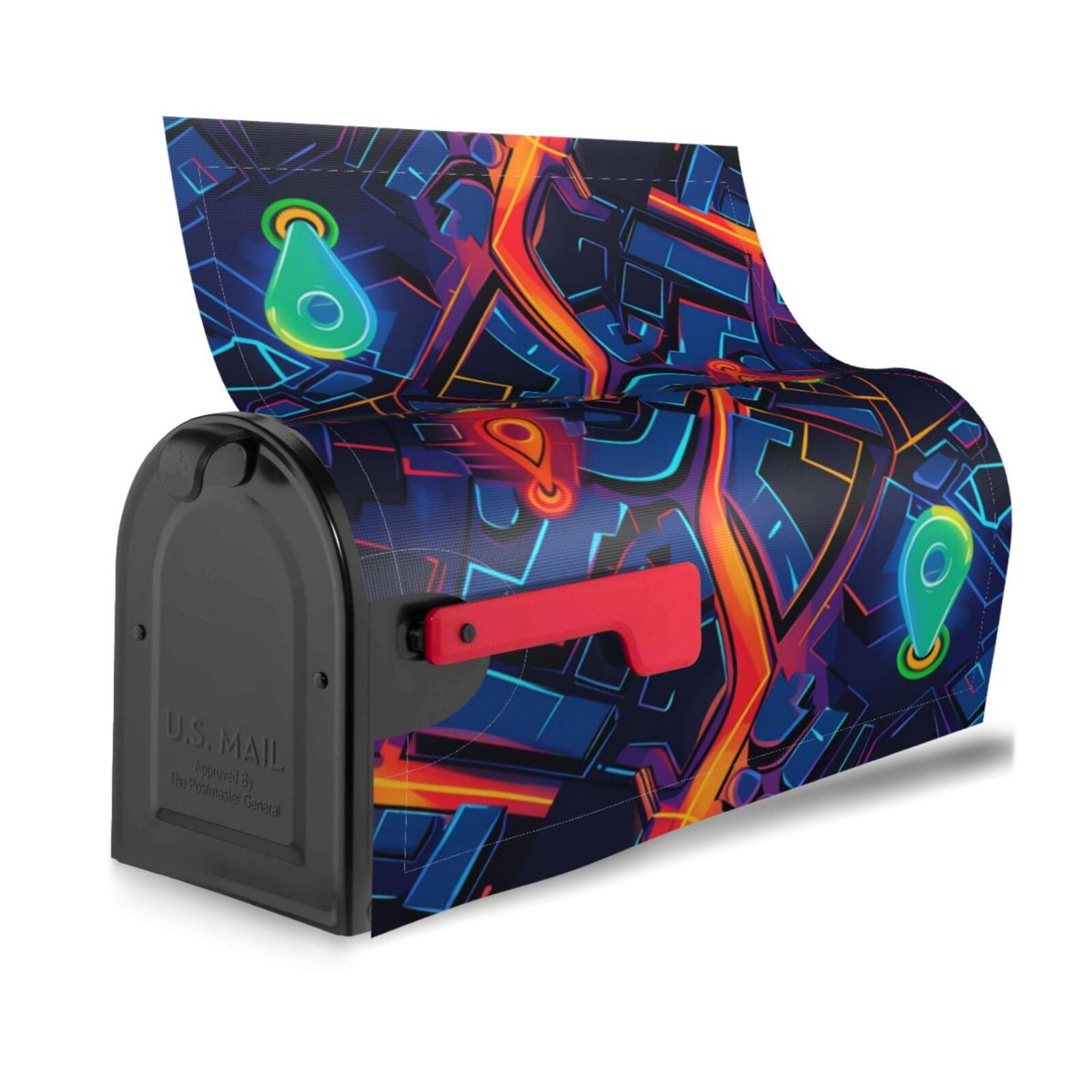 Bingfone Neon City Map Magnetic Mailbox Cover Standard Size for Garden ...
