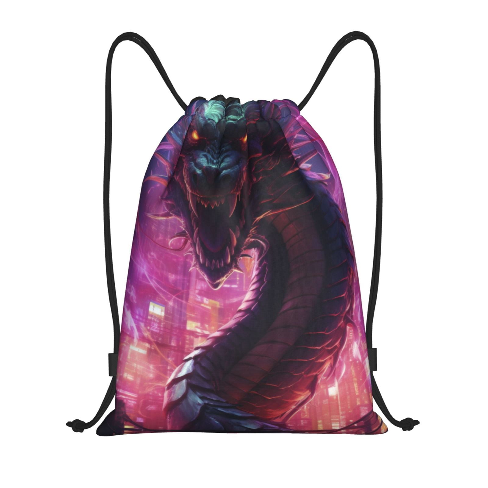 Bingfone Neon Futuristic Dragon Drawstrings Backpacks Bags for Men ...