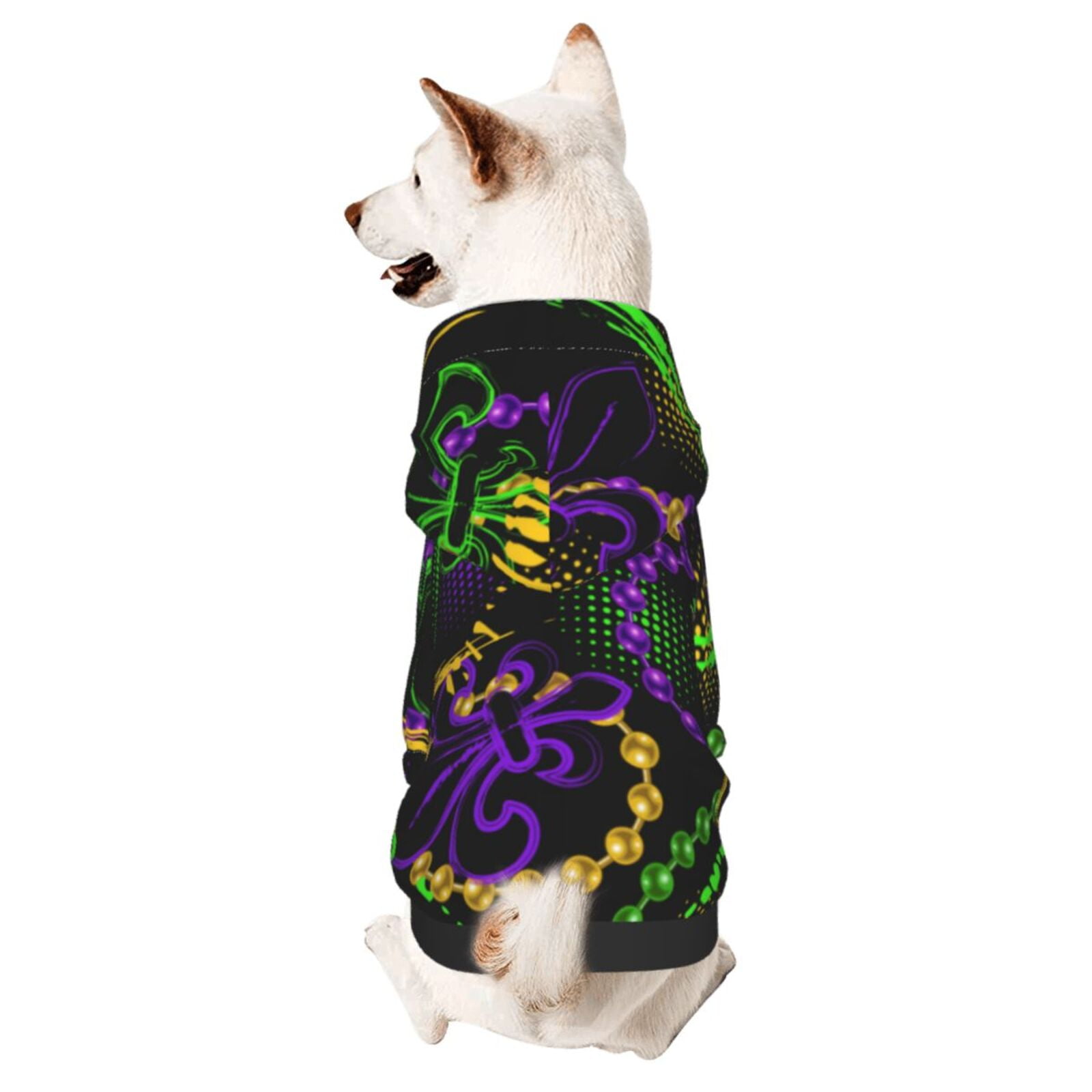 Bingfone Neon Mardi Gras Dog Clothes Hoodie, Pet Winter Coat,Puppy ...