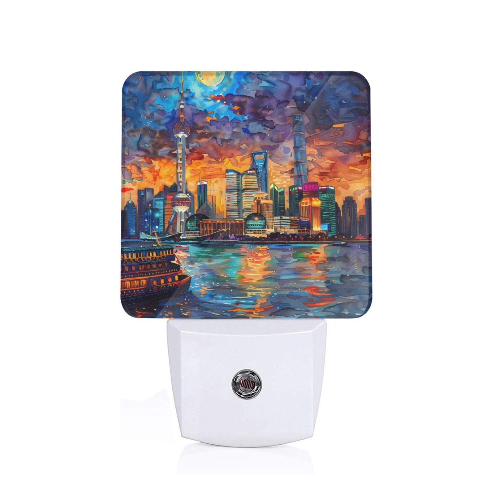 Bingfone Neon Shanghai Cityscape Night Print Night Lights Plug into ...
