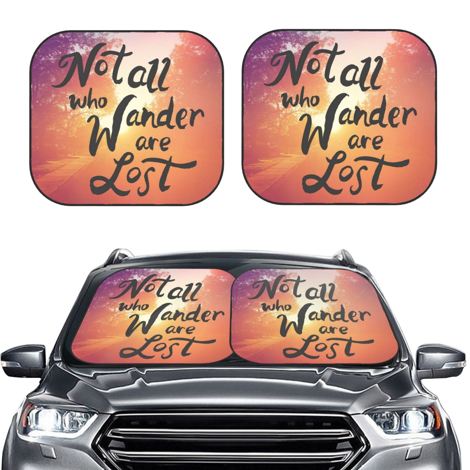Bingfone Not All Who Wander Are Lost Windshield Sun Shade 2-Piece ...