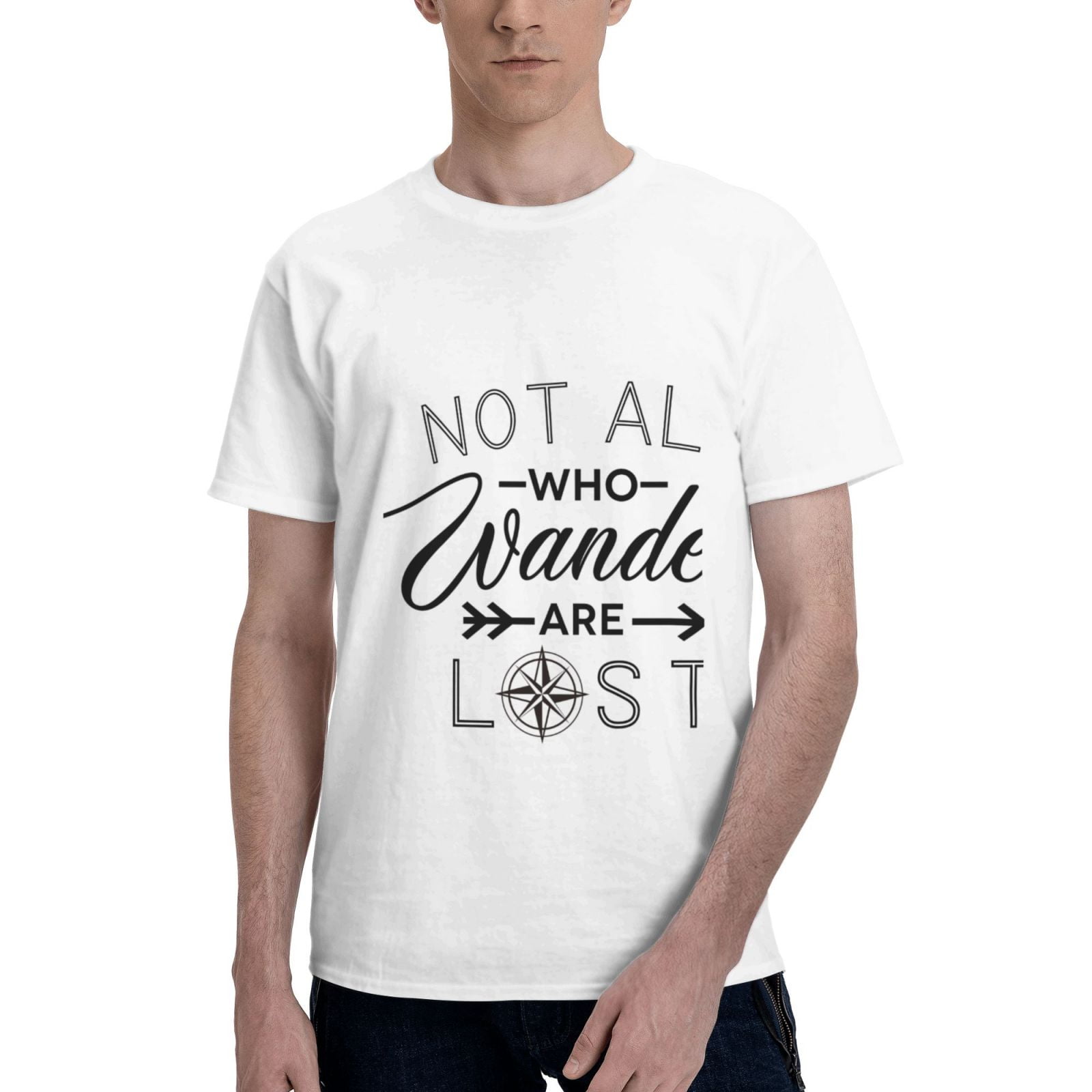 Bingfone Not All Who Wander Design Men'S Loose Fit Short-Sleeve Pocket ...