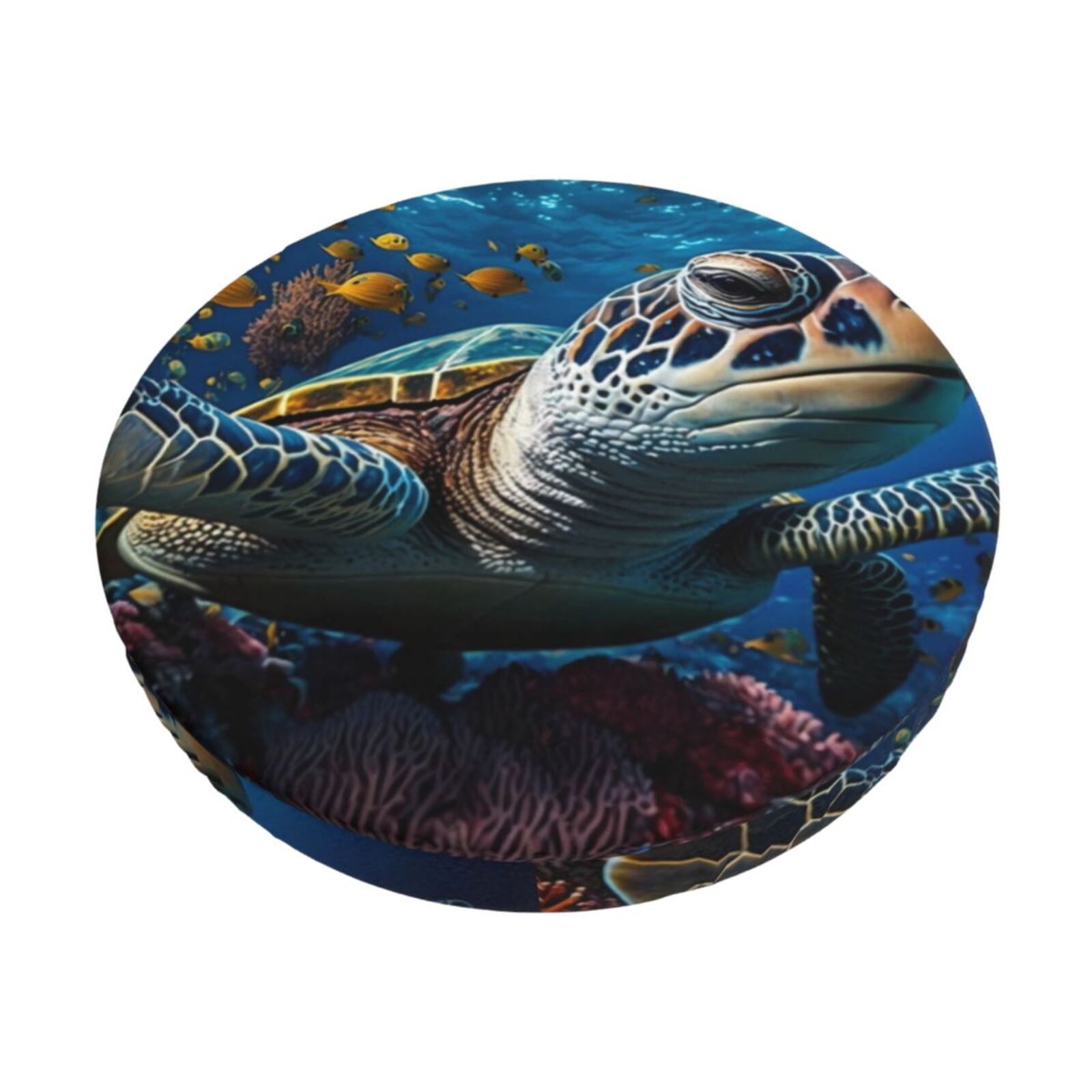 Bingfone Ocean Coral Turtle Padded Round Bar Stool Cover Cushion with ...
