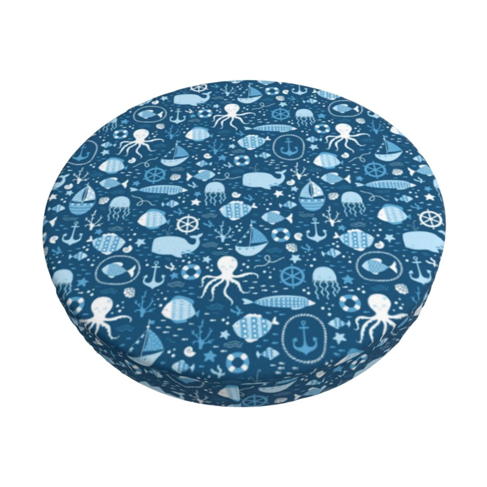 Bingfone Octopus And Whale Padded Round Bar Stool Cover Cushion with ...