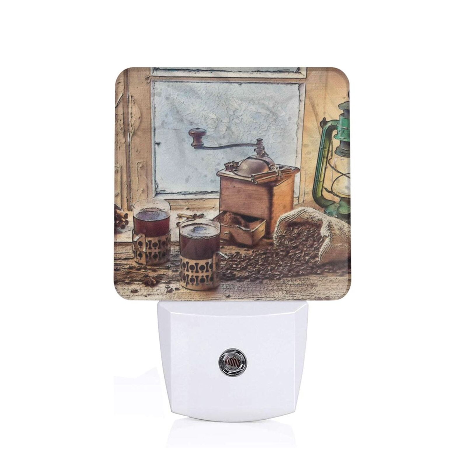 Bingfone Oil Lamp Coffee Beans Print Night Lights Plug into Wall,Dusk ...