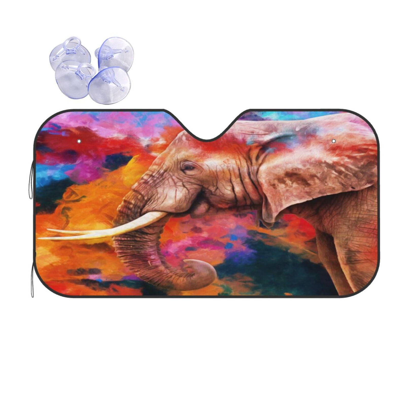 Bingfone Oil Paintings Of Elephants Car Windshield Sun Shade Protector ...