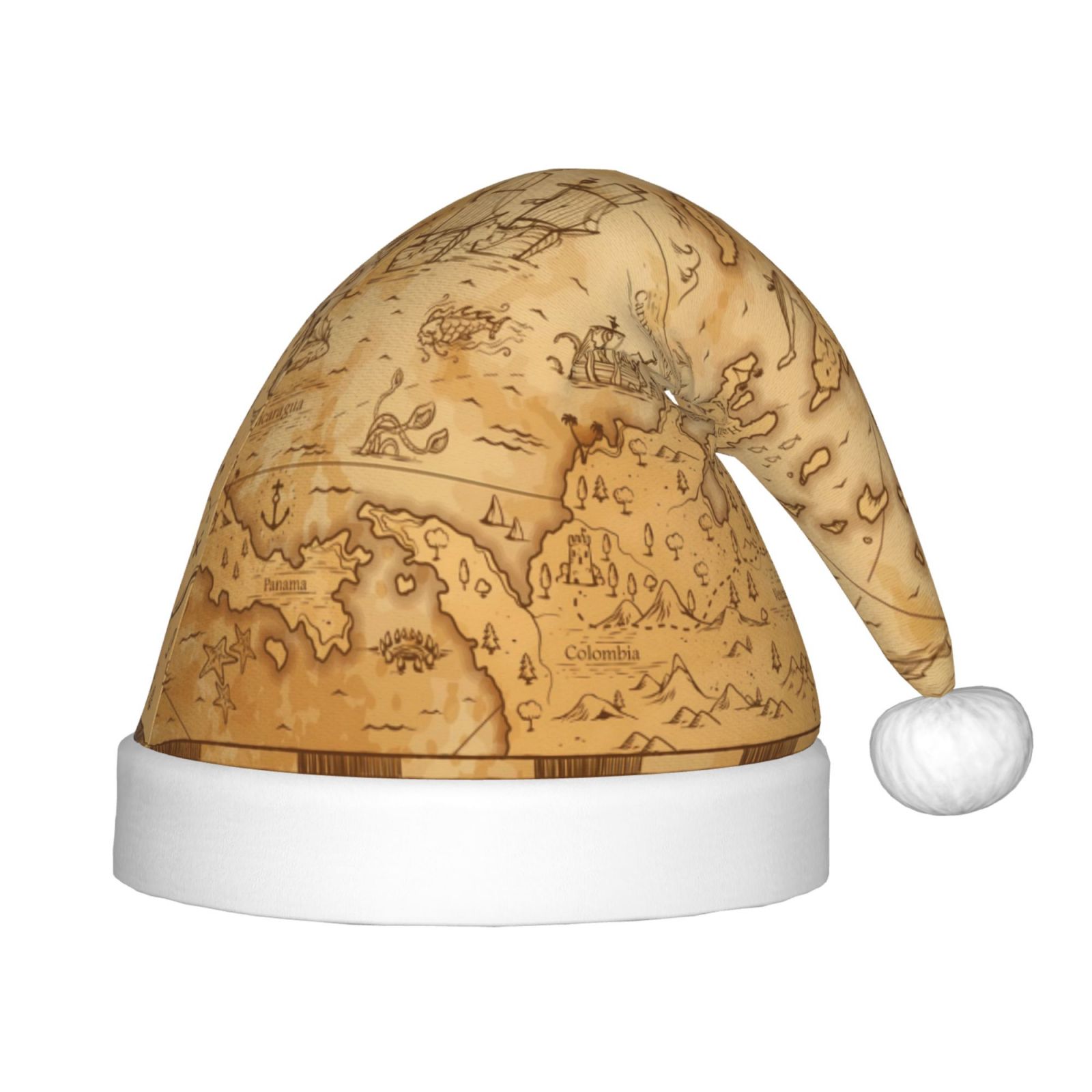 Bingfone Old Vintage Map Of Sea for Kids Christmas Hat Santa Hat for ...