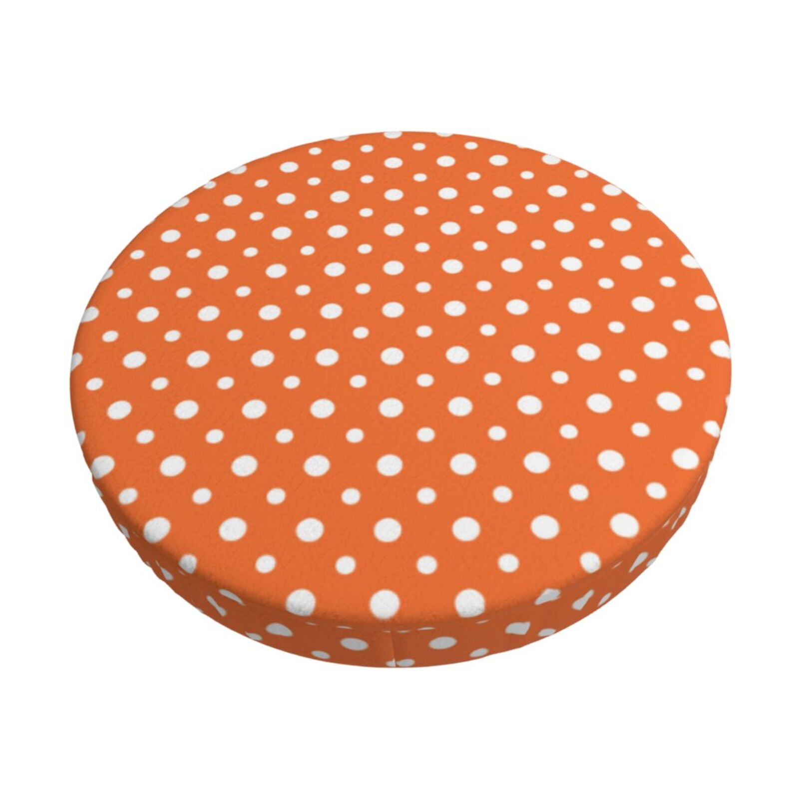 Bingfone Orange And White Polka Dot Padded Round Bar Stool Cover ...