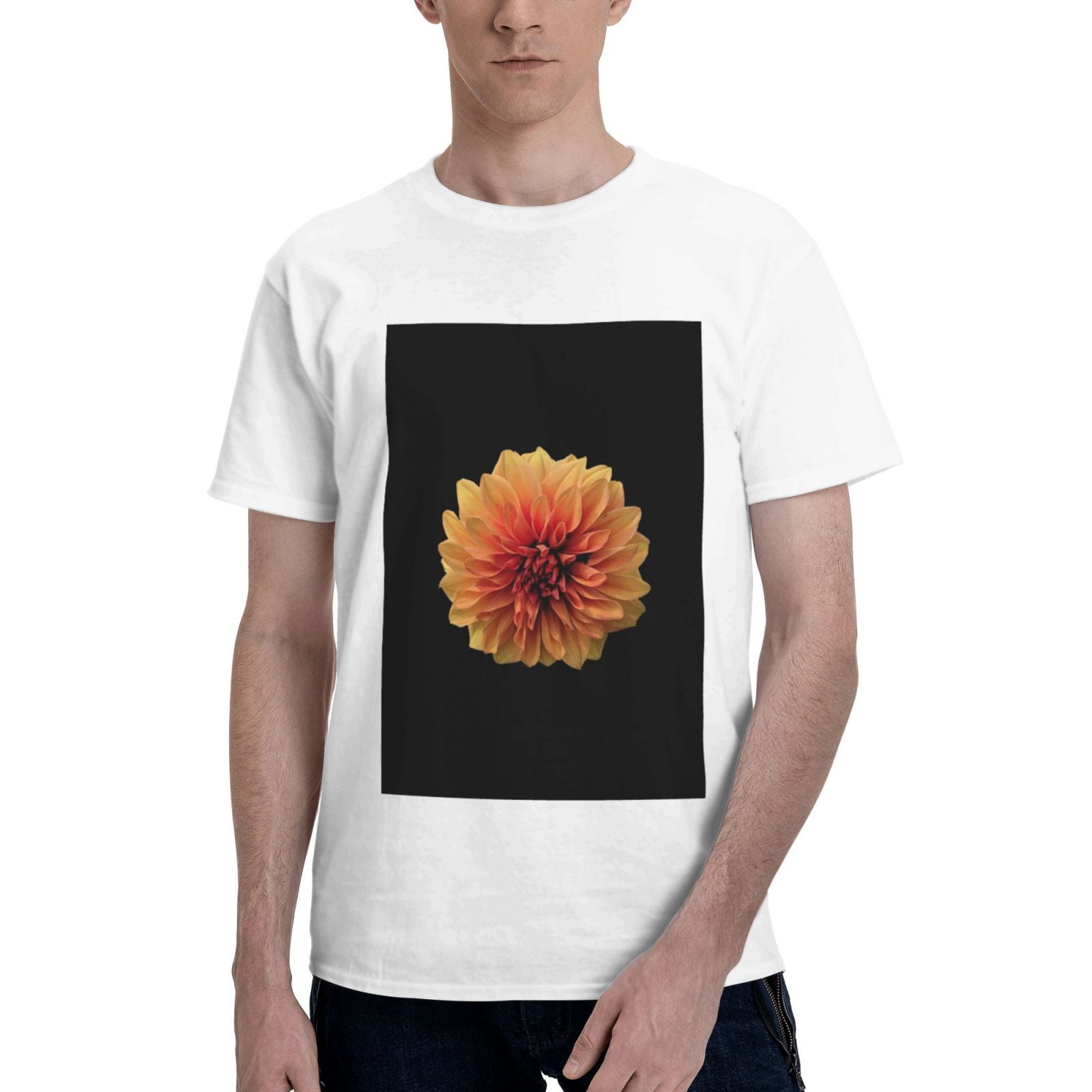 Bingfone Orange Dalia Men'S Loose Fit Short-Sleeve Pocket T-Shirt ...