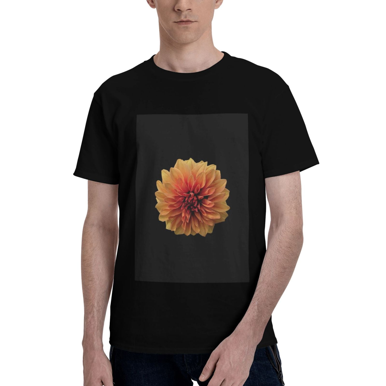 Bingfone Orange Dalia Men'S Loose Fit Short-Sleeve Pocket T-Shirt ...