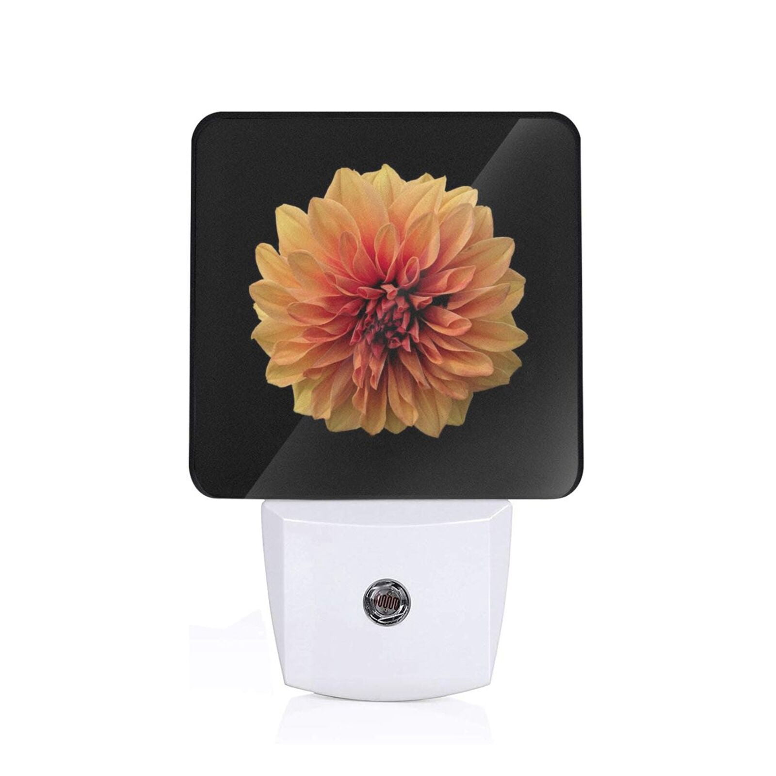 Bingfone Orange Dalia Print Night Lights Plug into Wall,Dusk to Dawn ...