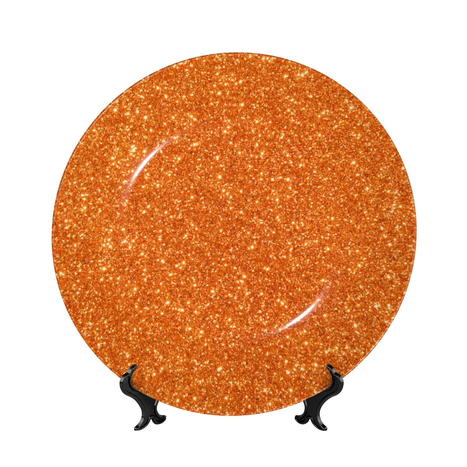 Bingfone Orange Glitter Print Bone China Dinner Decorative Plates ...