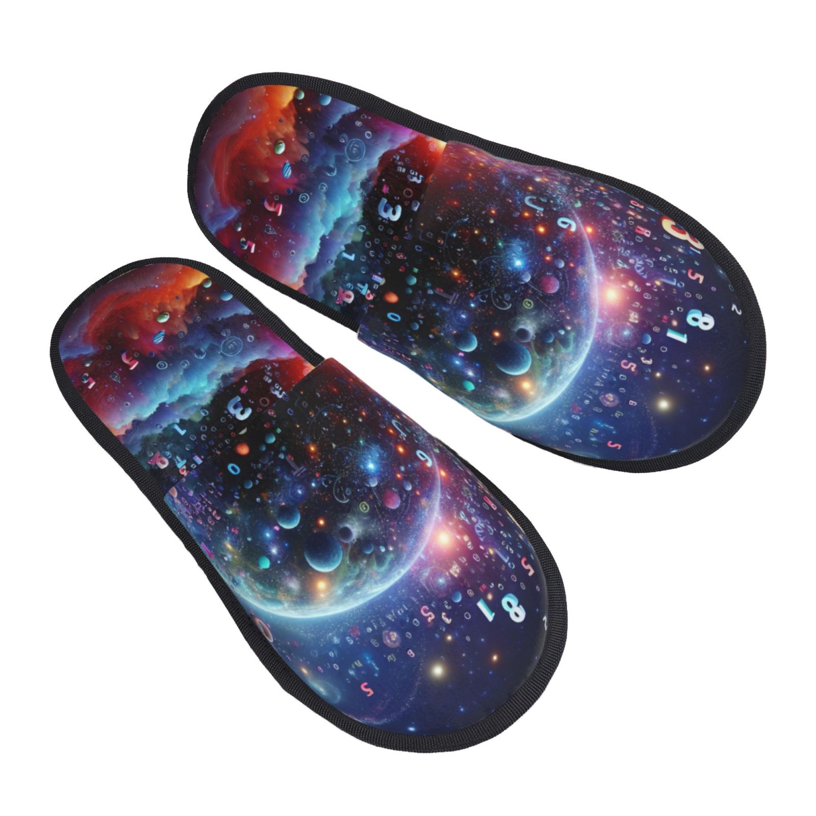 Bingfone Outer Space Floating Numbers And Letters House Slippers for ...